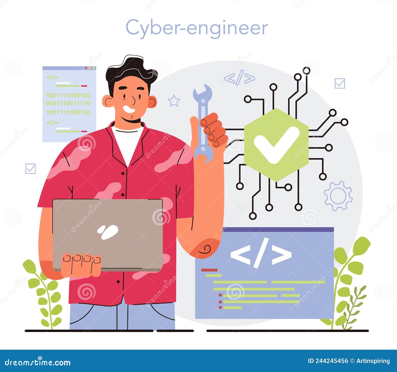 Cyber Engineering Concept. Robotics Constructing Developing and Setting ...