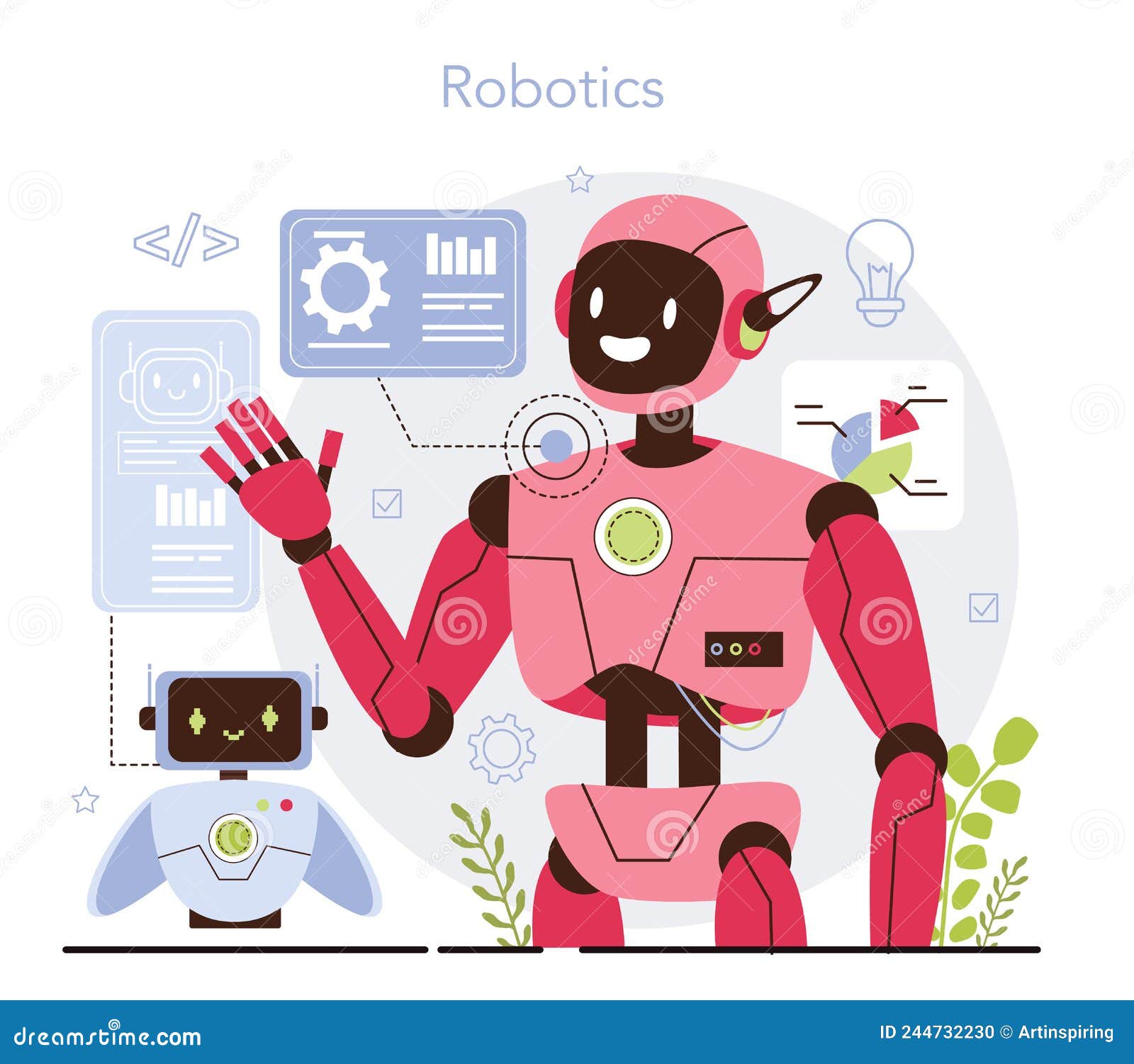Cyber Engineering Concept. Robotics Constructing Developing and Setting Stock Vector ...