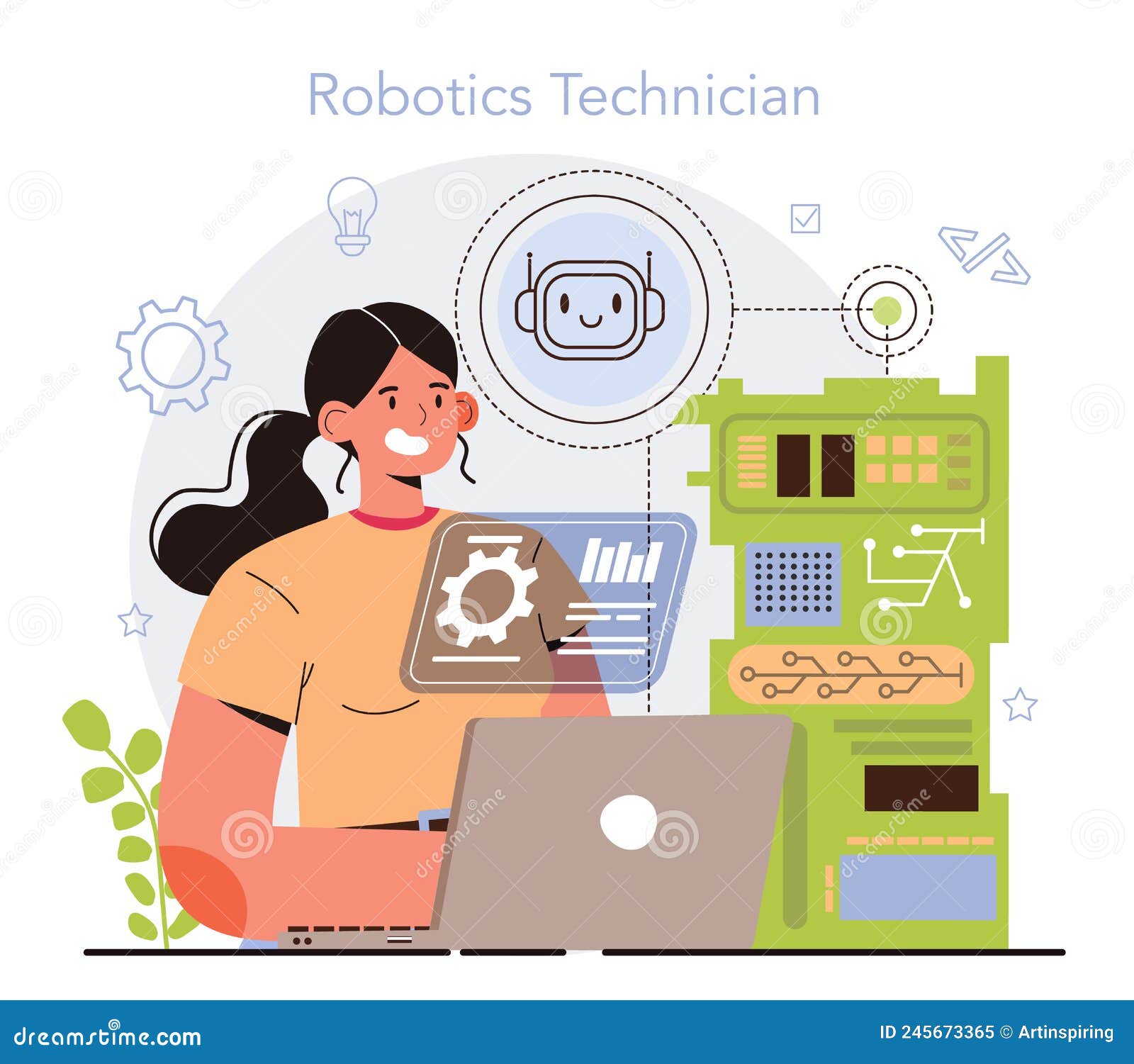 Cyber Engineering Concept. Robotics Constructing Developing and Setting Stock Vector ...