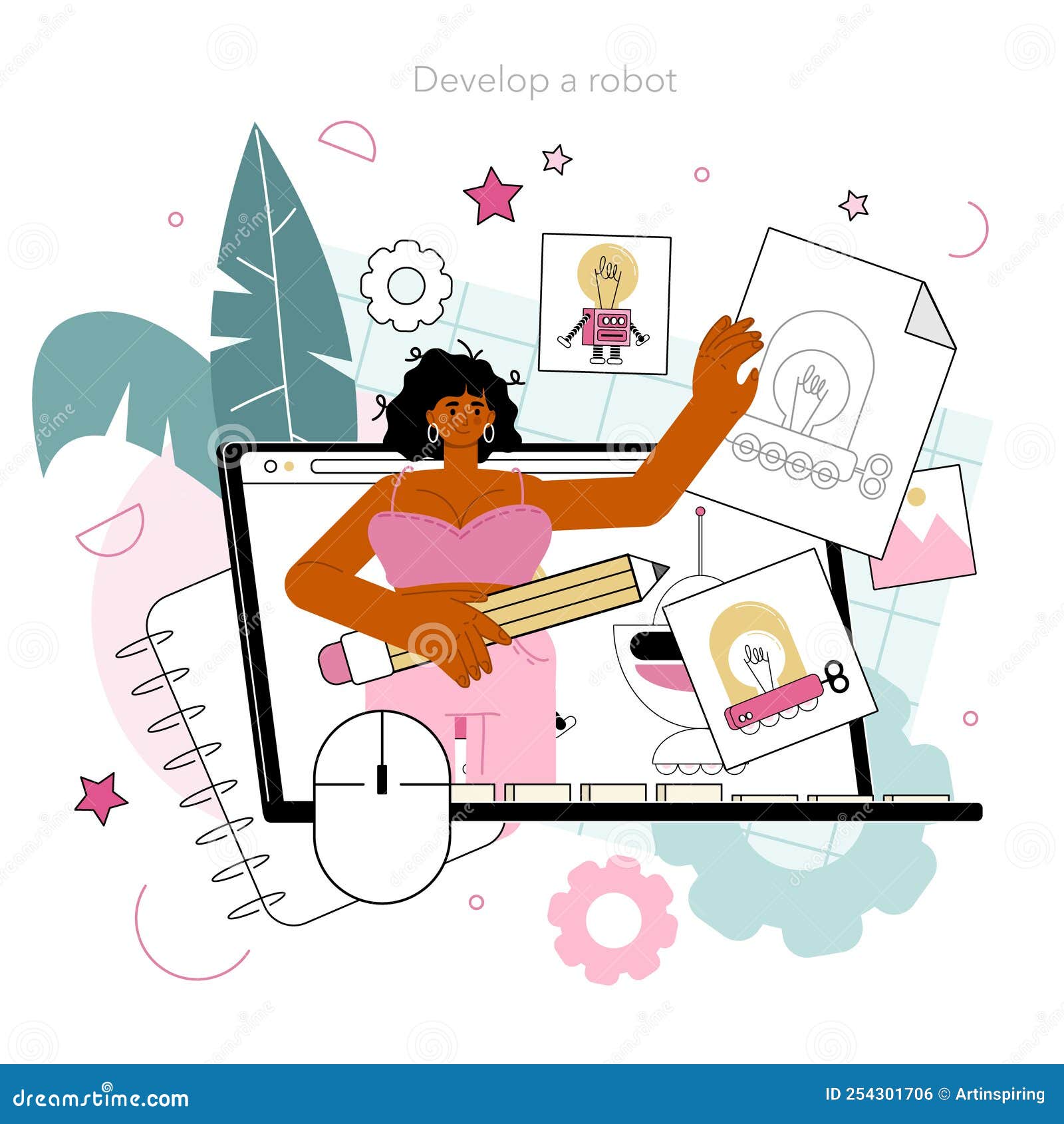 Cyber Engineering Online Service or Platform. Robotics Constructing Stock Vector - Illustration ...