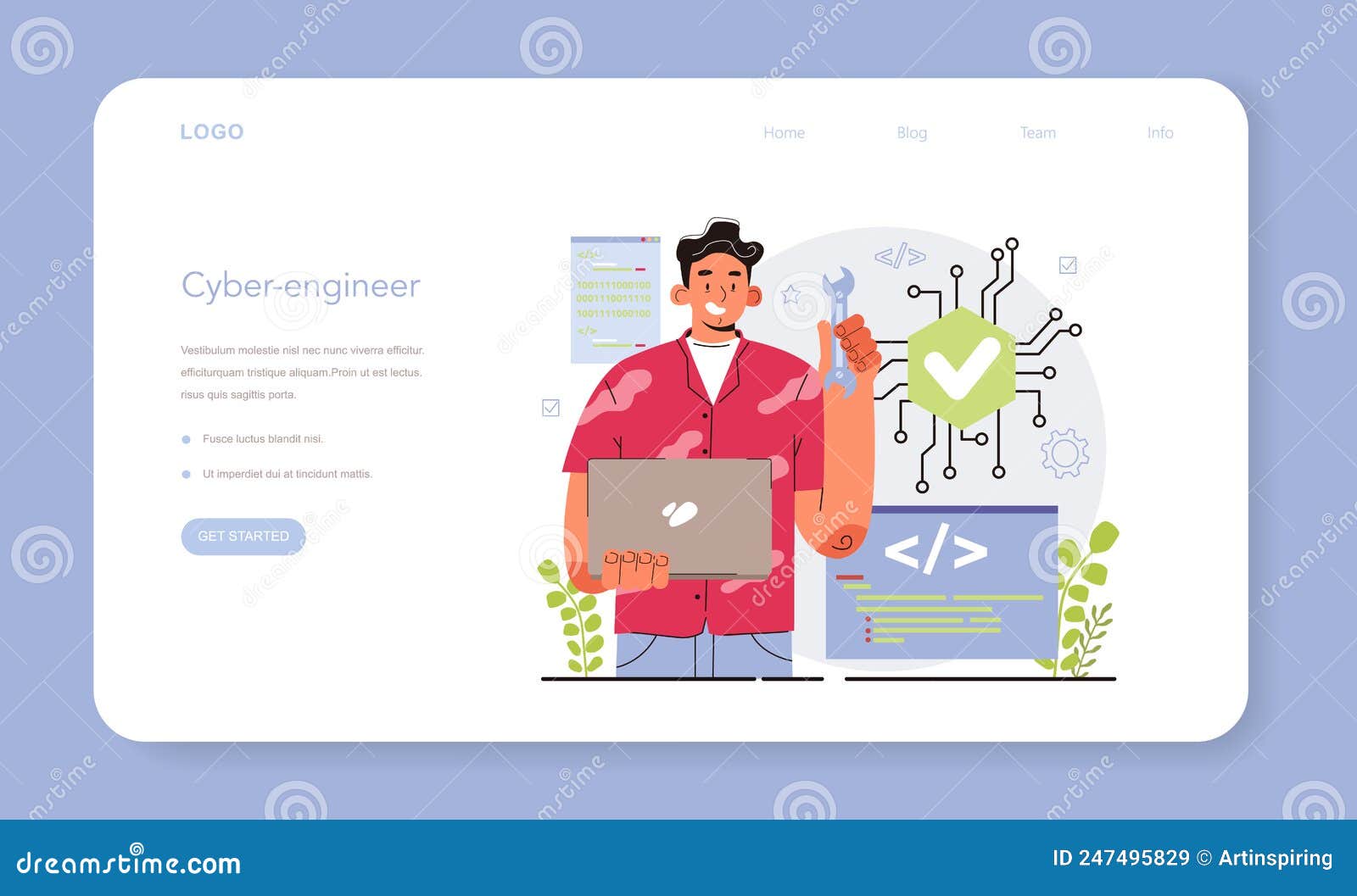 Cyber Engineering Web Banner Or Landing Page Robotics Constructing Stock Vector Illustration