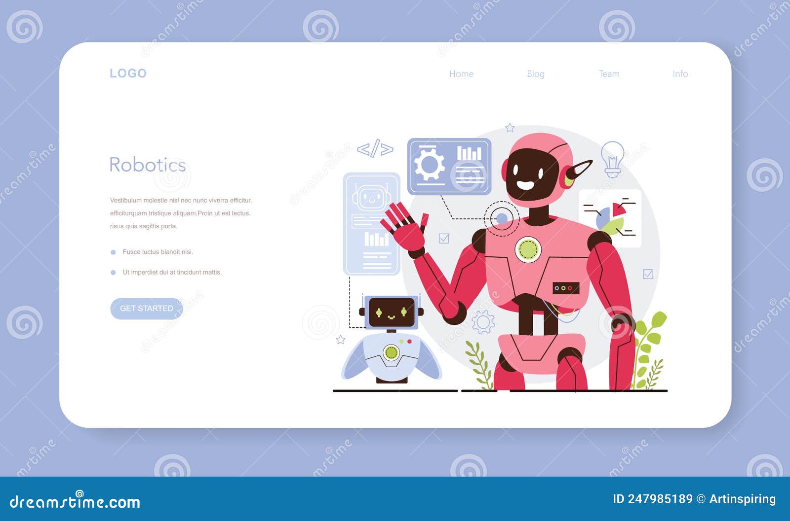 Cyber Engineering Web Banner or Landing Page. Robotics Constructing Stock Vector - Illustration ...