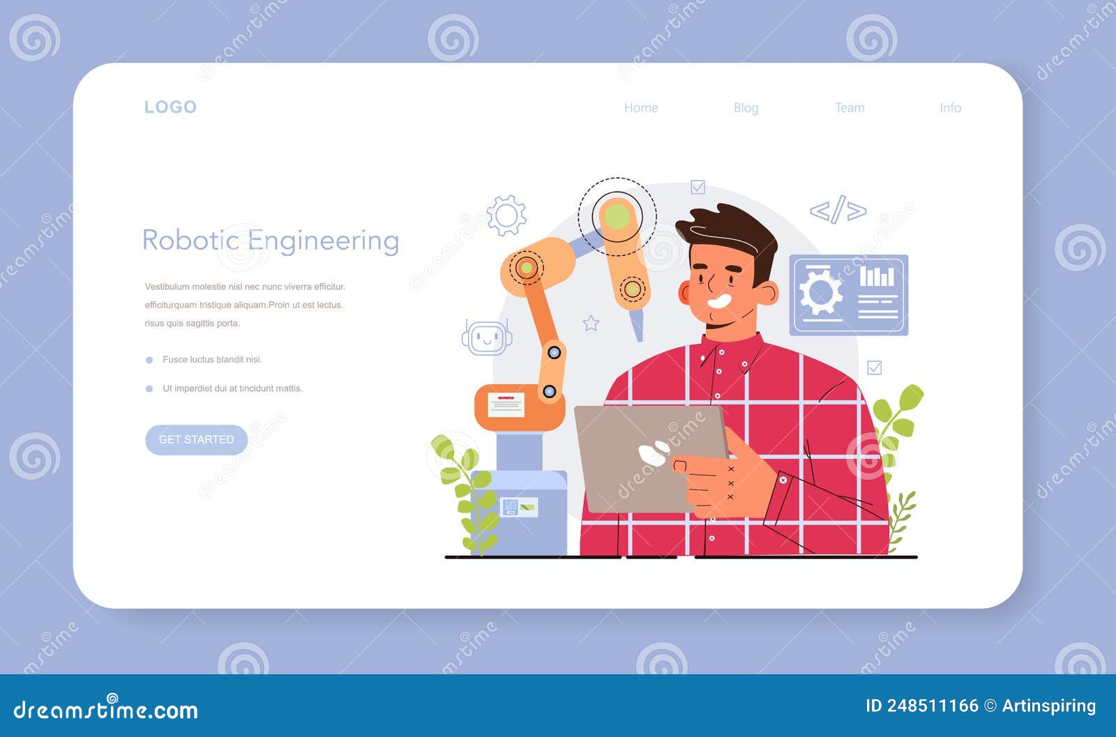 Cyber Engineering Web Banner or Landing Page. Robotics Constructing Stock Vector - Illustration ...