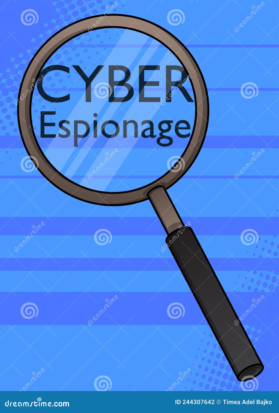 Cyber Espionage Text Under Magnifying Glass. Stock Vector ...