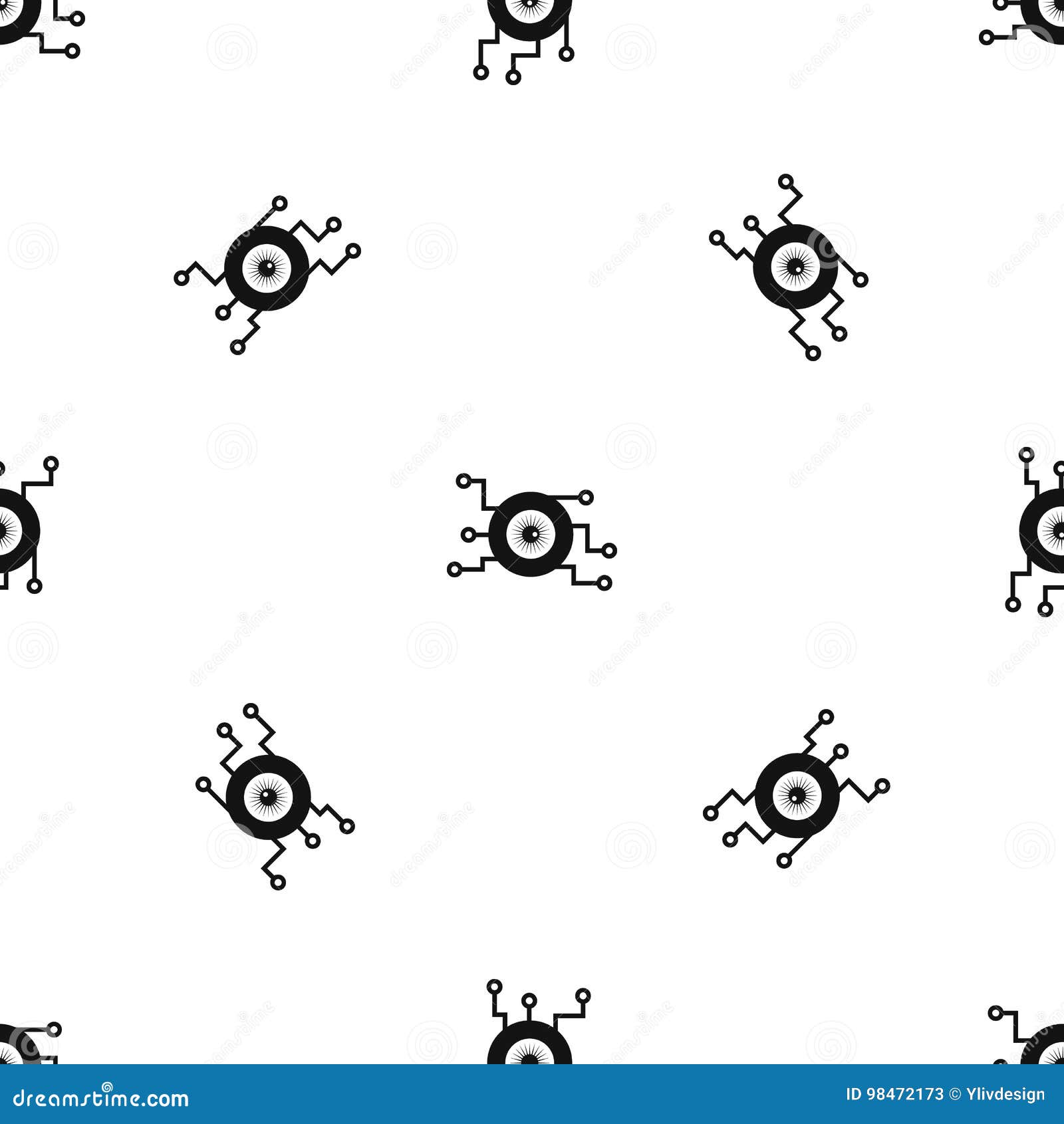 Cyber Eye Symbol Pattern Seamless Black Stock Vector - Illustration of ...