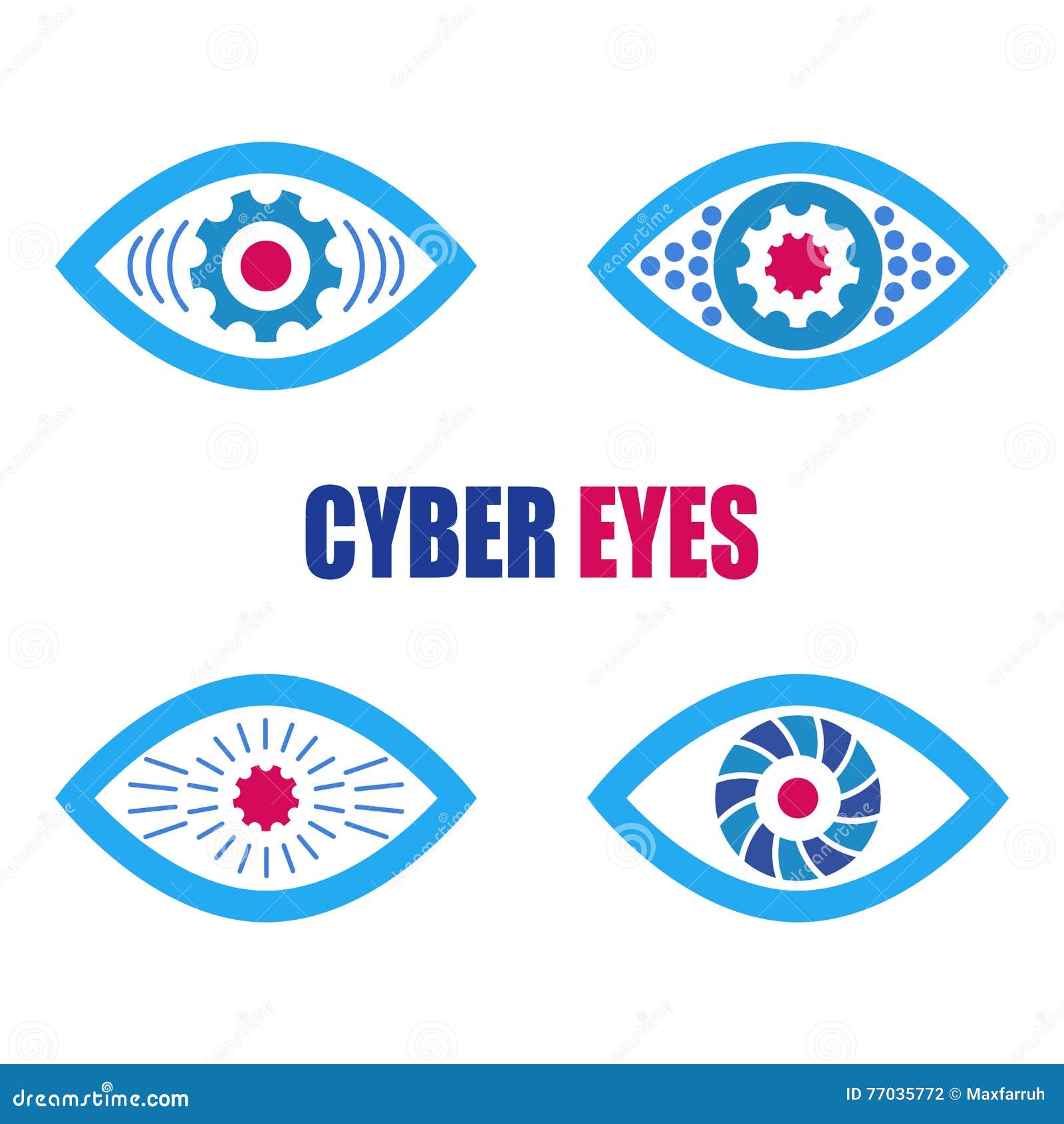 Cyber Eyes Symbol Icons Set Stock Illustration - Illustration of blue ...