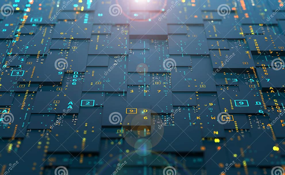 Cyber Field, Computer Code, Data Flow in the Digital World Stock ...