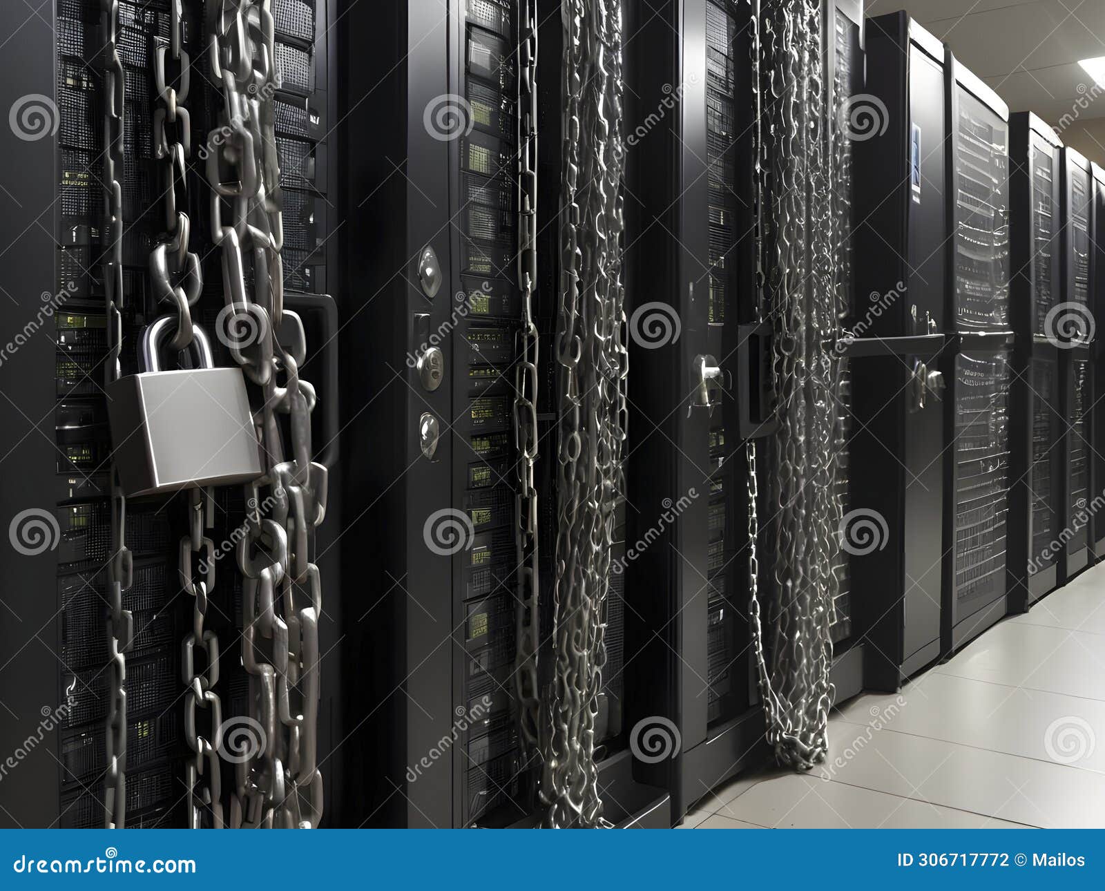 Cyber Fortress. Symbolizing Data Lockdown with Chains and Locks Stock ...