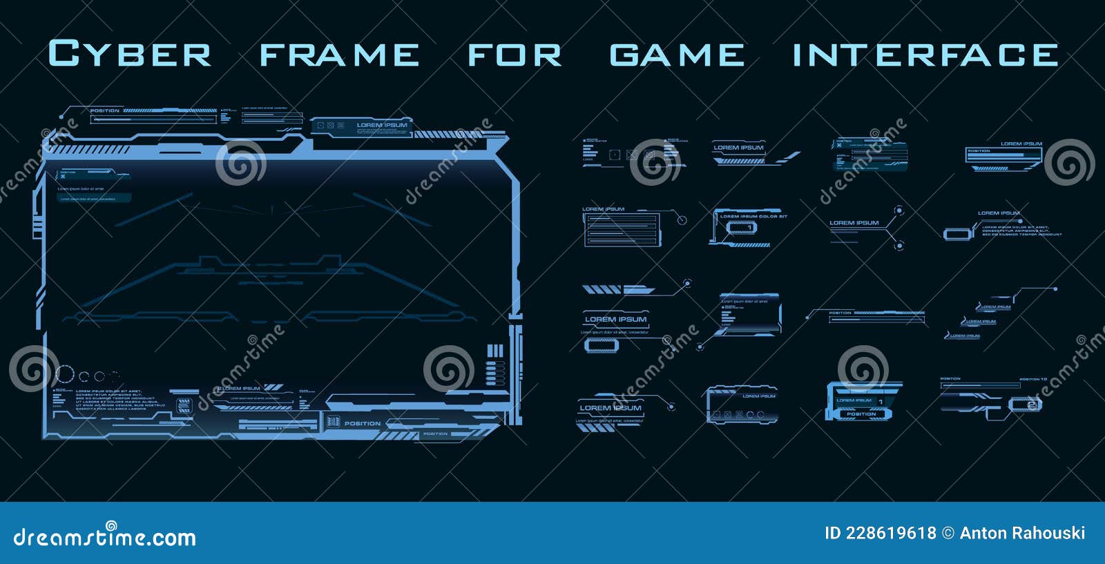 Cyber Frame for Game Interface. Set Blocks Square Frames and Callouts ...