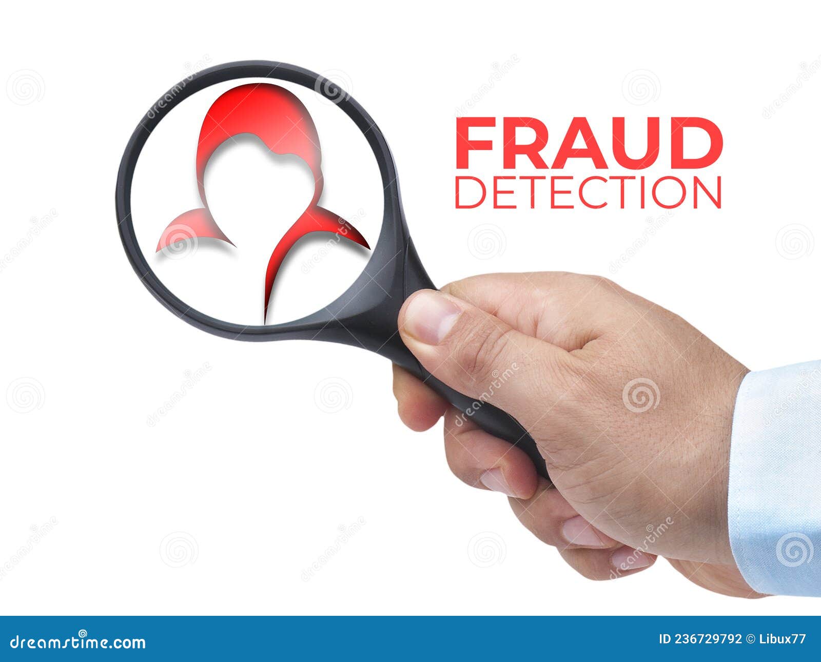Cyber Fraud Detection Concept Image. Hand Holding Magnifying Glass ...
