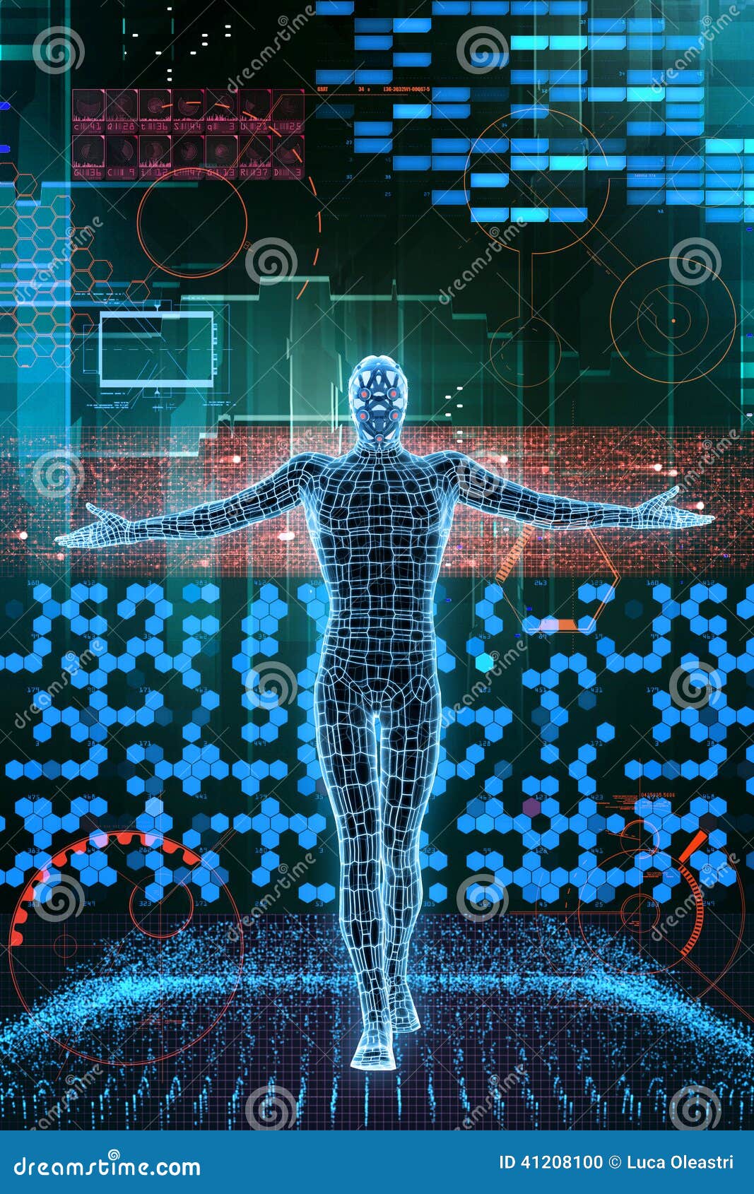 Cyber future man stock illustration. Illustration of science - 41208100