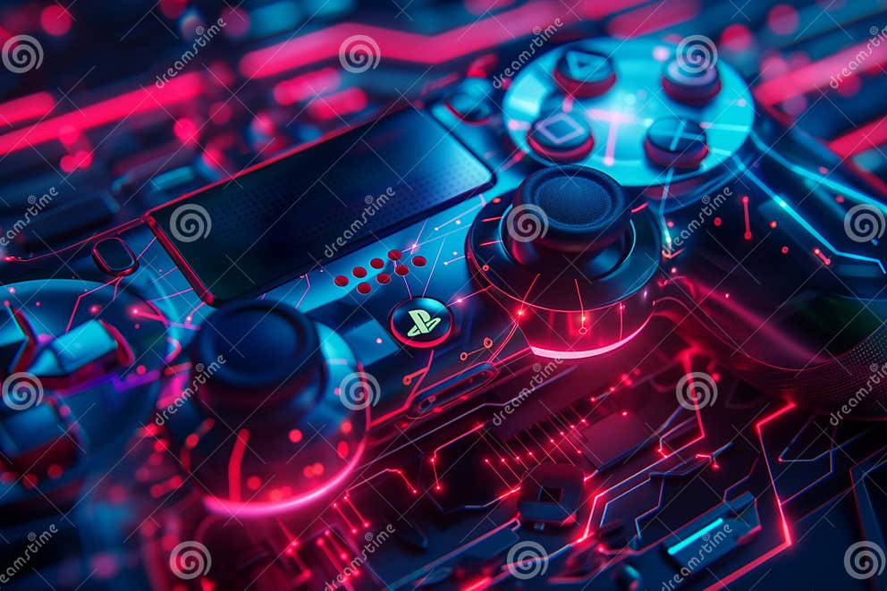 Cyber Gaming Console in Turquoise Colors. Stock Illustration ...