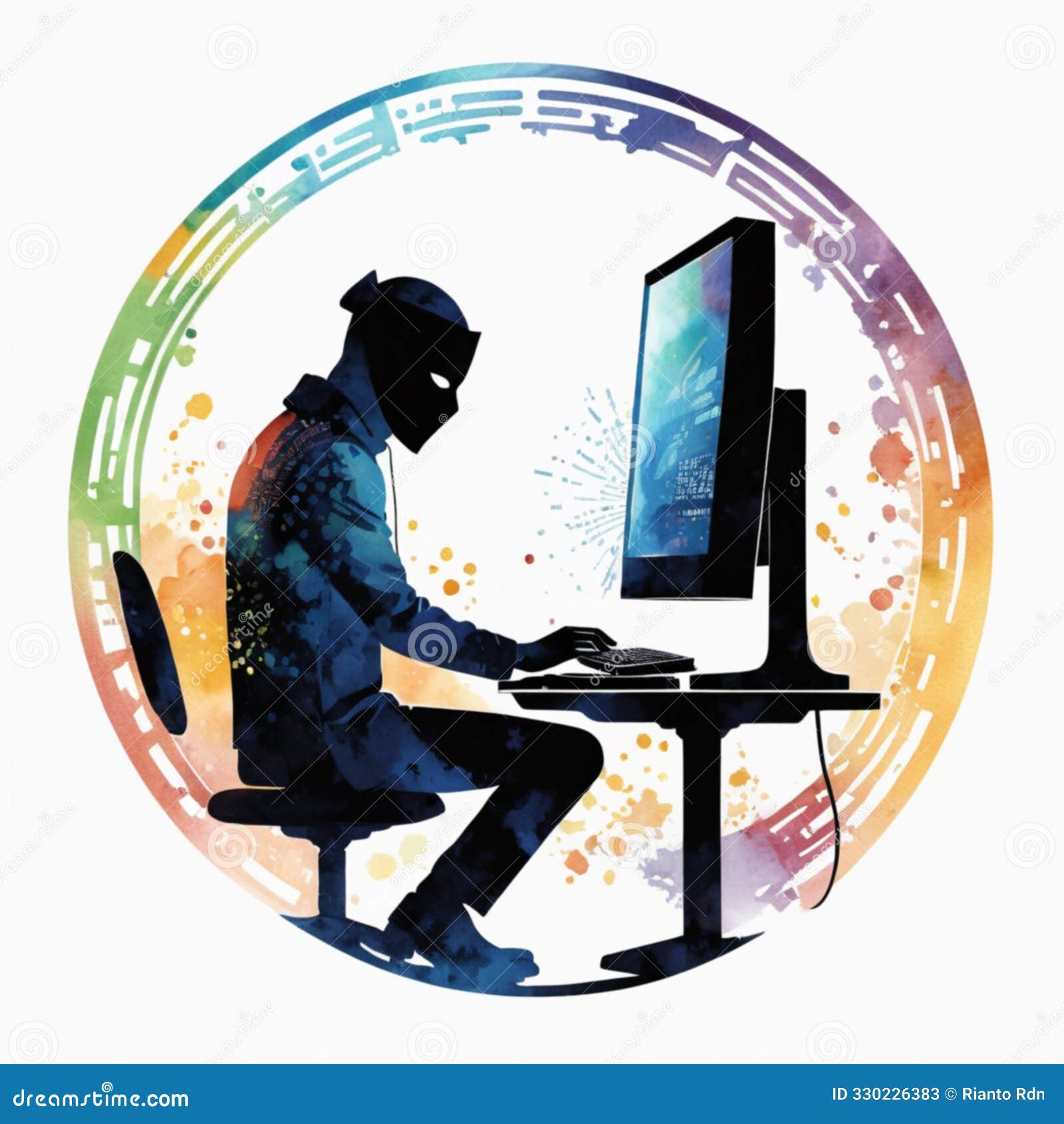 Cyber Ghost: Unveiling the Masked Hacker S Strike Stock Illustration ...
