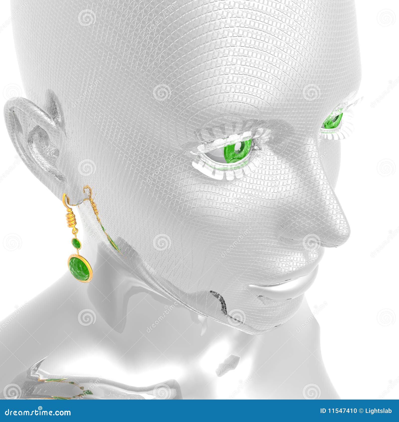 Cyber Girl Portrait Isolated on a White Stock Illustration ...