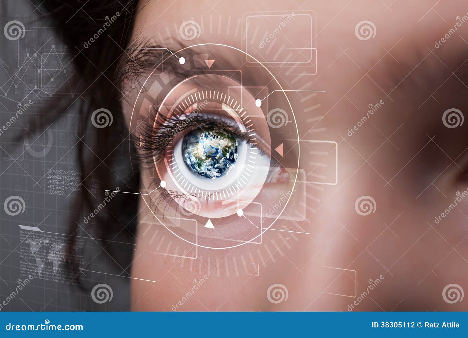 Cyber Girl with Technolgy Eye Looking Stock Photo - Image of interface ...