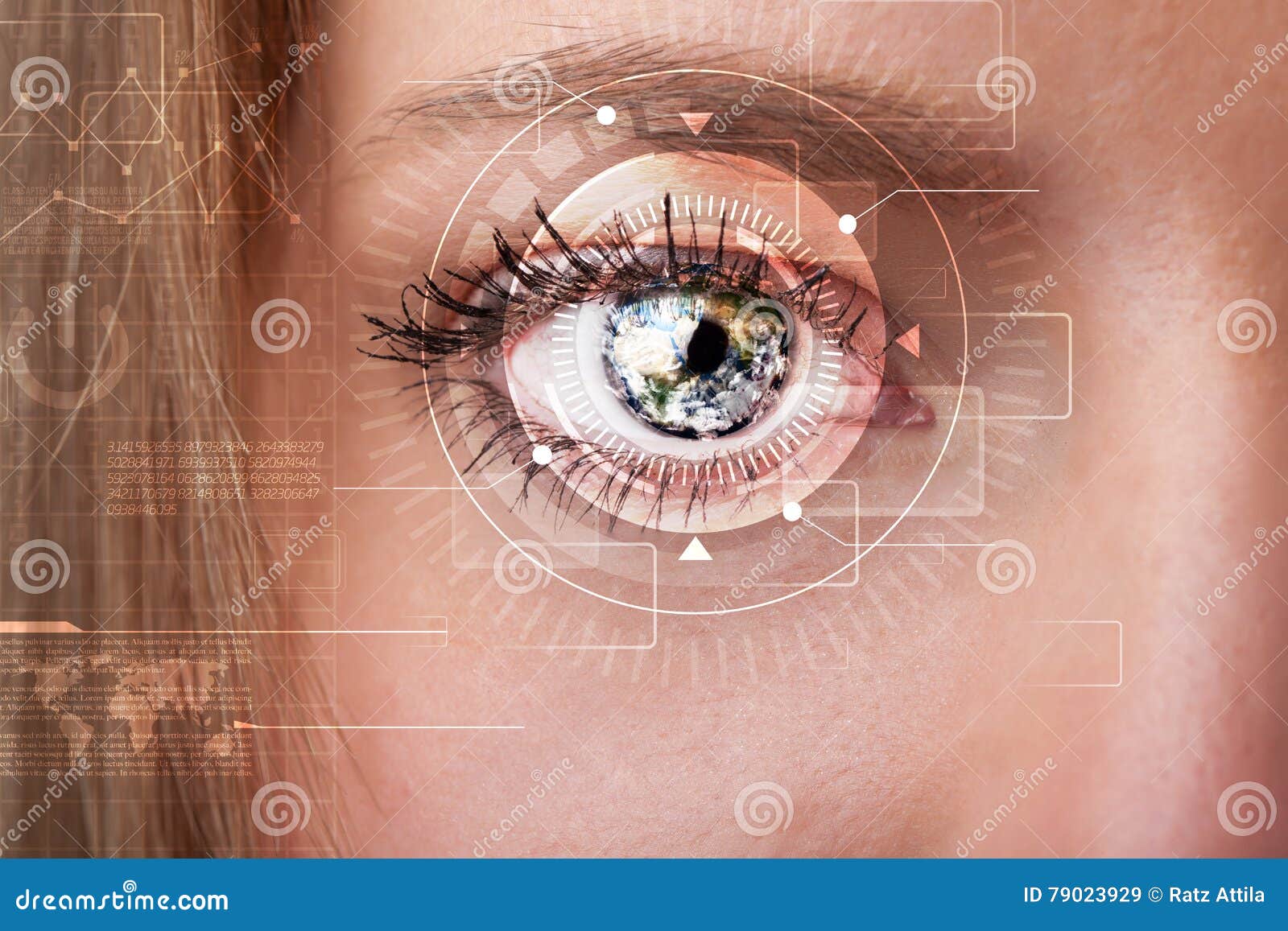 Cyber Girl with Technolgy Eye Looking Stock Illustration - Illustration ...