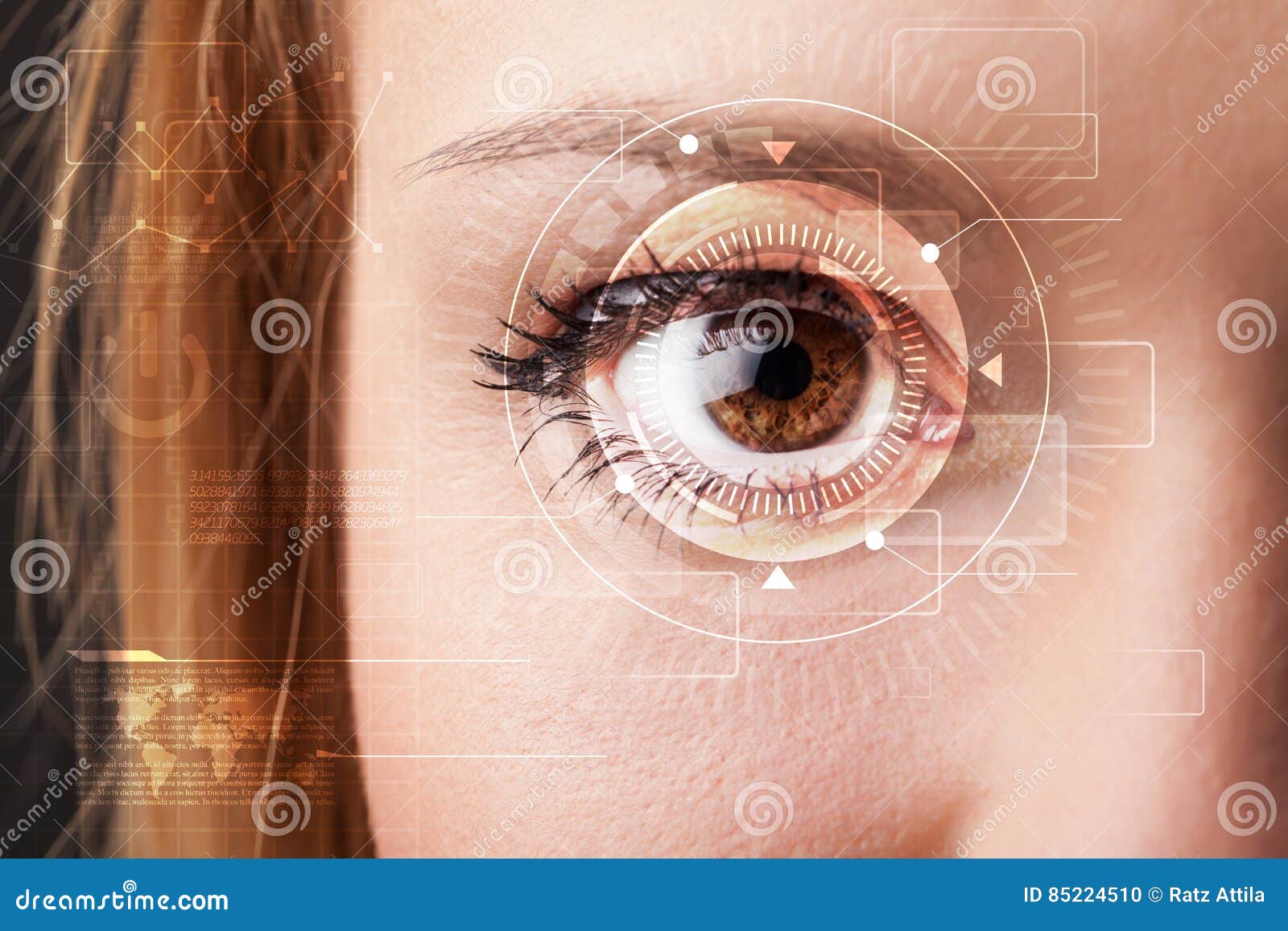 Cyber Girl with Technolgy Eye Looking Stock Photo - Image of password ...