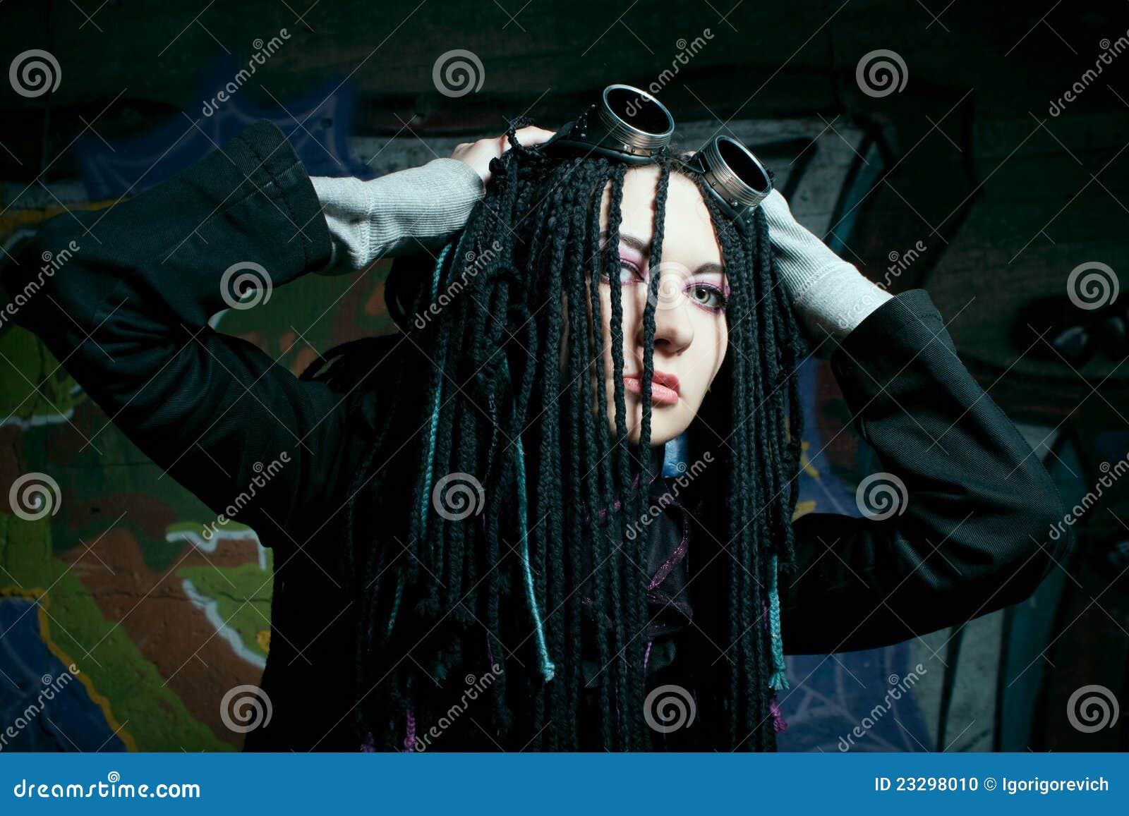 Cyber gothic girl stock photo. Image of dreads, pierced - 23298010