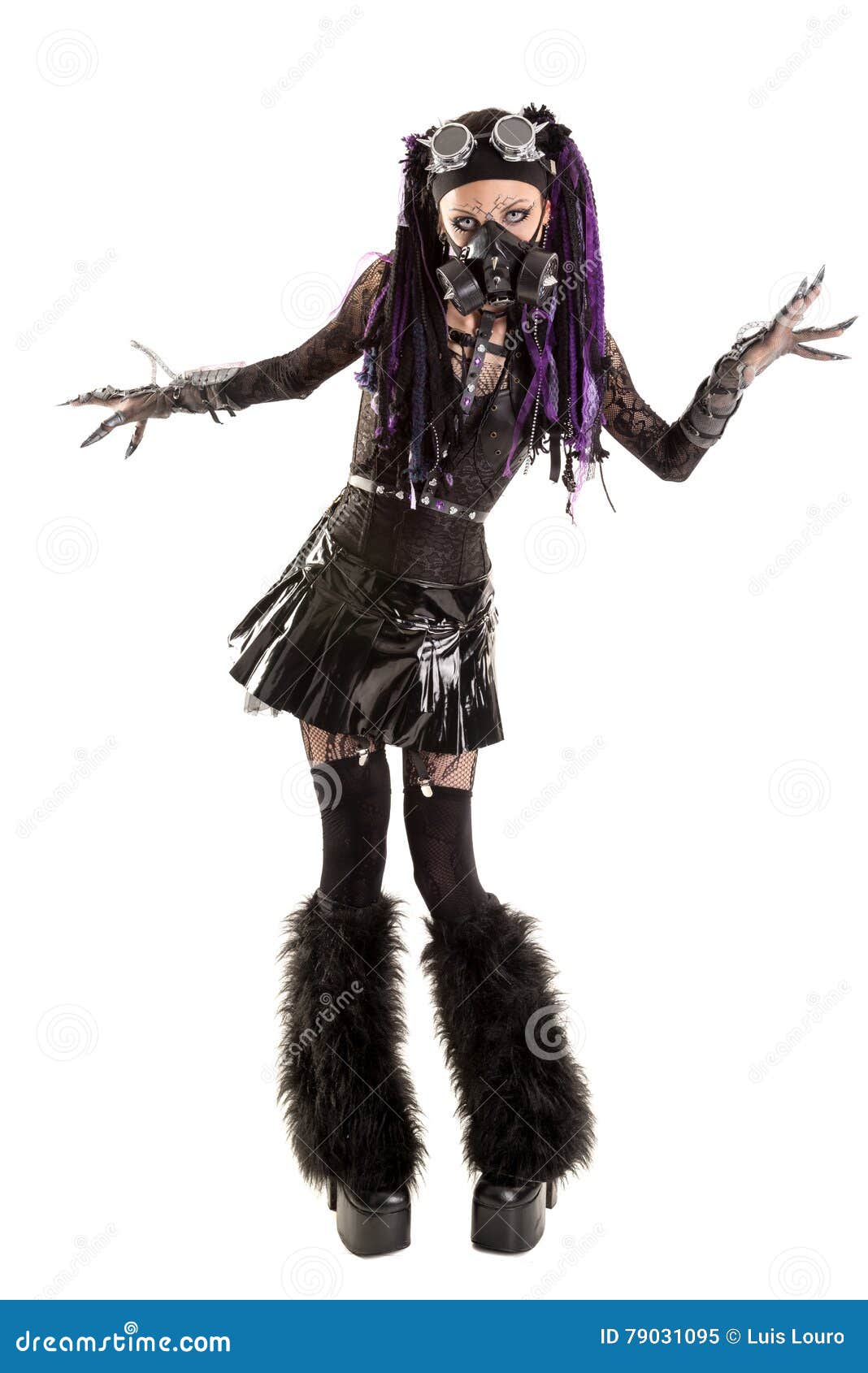 Cyber-Gothic girl stock image. Image of female, black - 79031095
