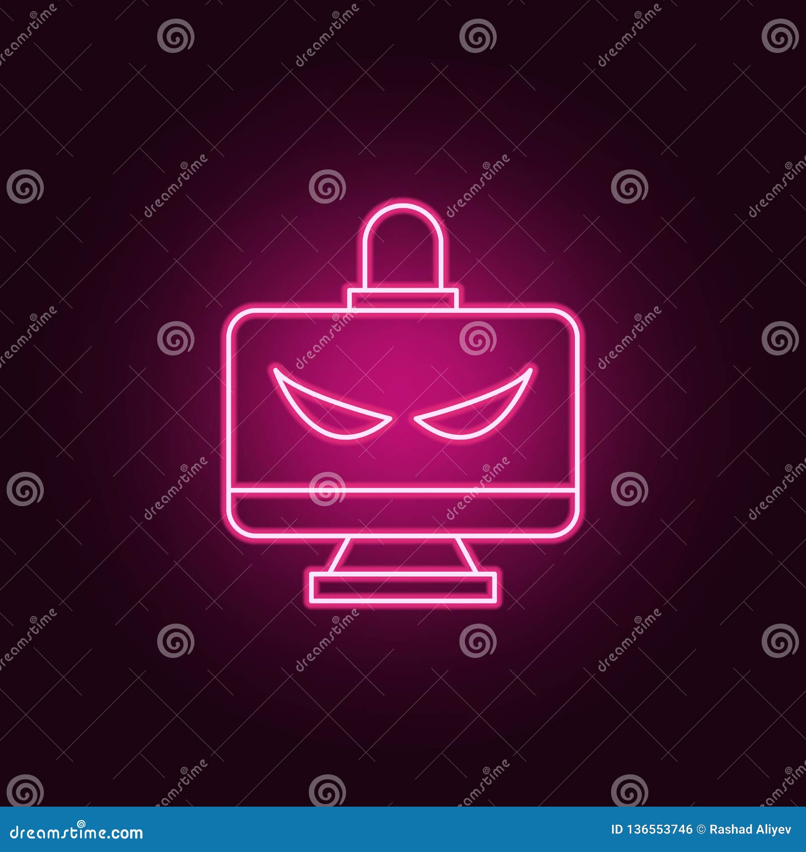 Cyber Hack Icon. Elements of Artifical in Neon Style Icons Stock ...