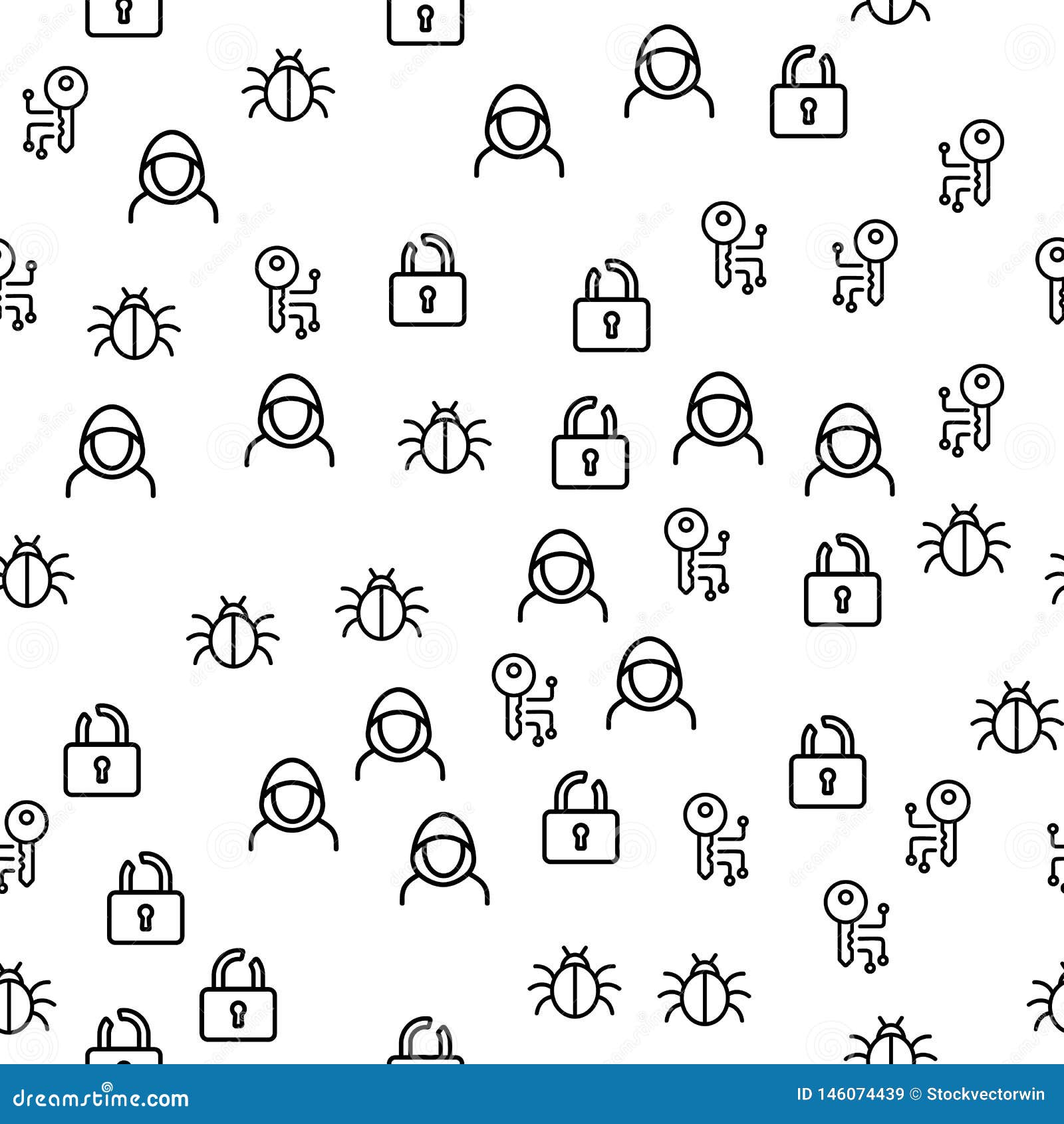 Cyber Hacker Activity Seamless Pattern Vector Stock Vector