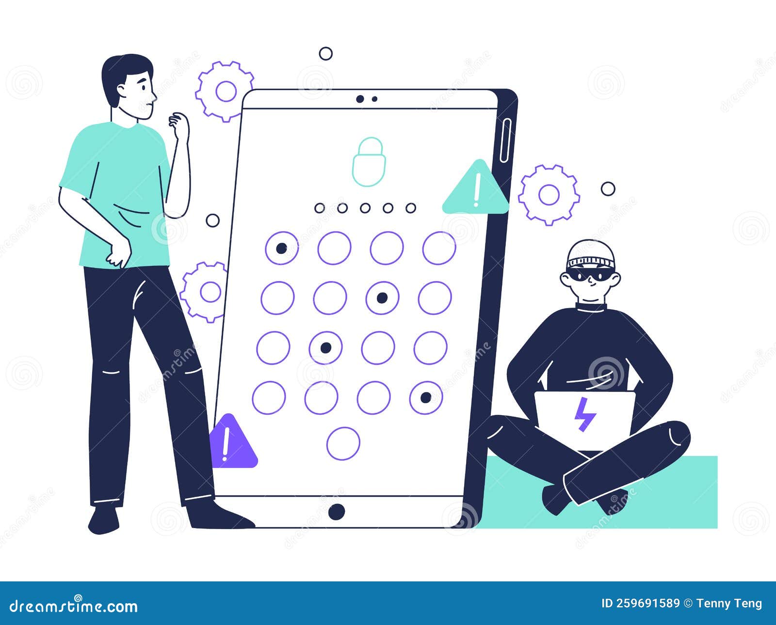 Cyber Hacker Attack, Scam Phishing Concept. Linear Internet Cyber Crime ...