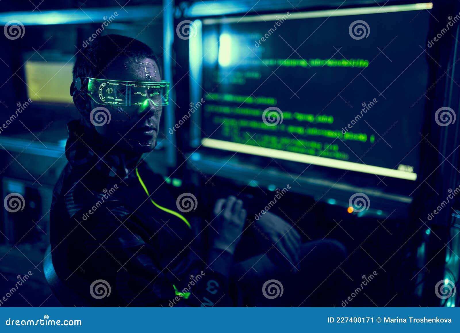 Cyber Hacker Breaks into Databases To Obtain Information Using a Computer. Stock Image - Image ...