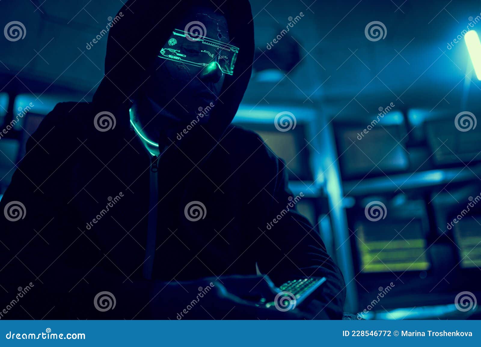 Cyber Hacker Breaks into Databases To Obtain Information Using a Computer. Stock Photo - Image ...