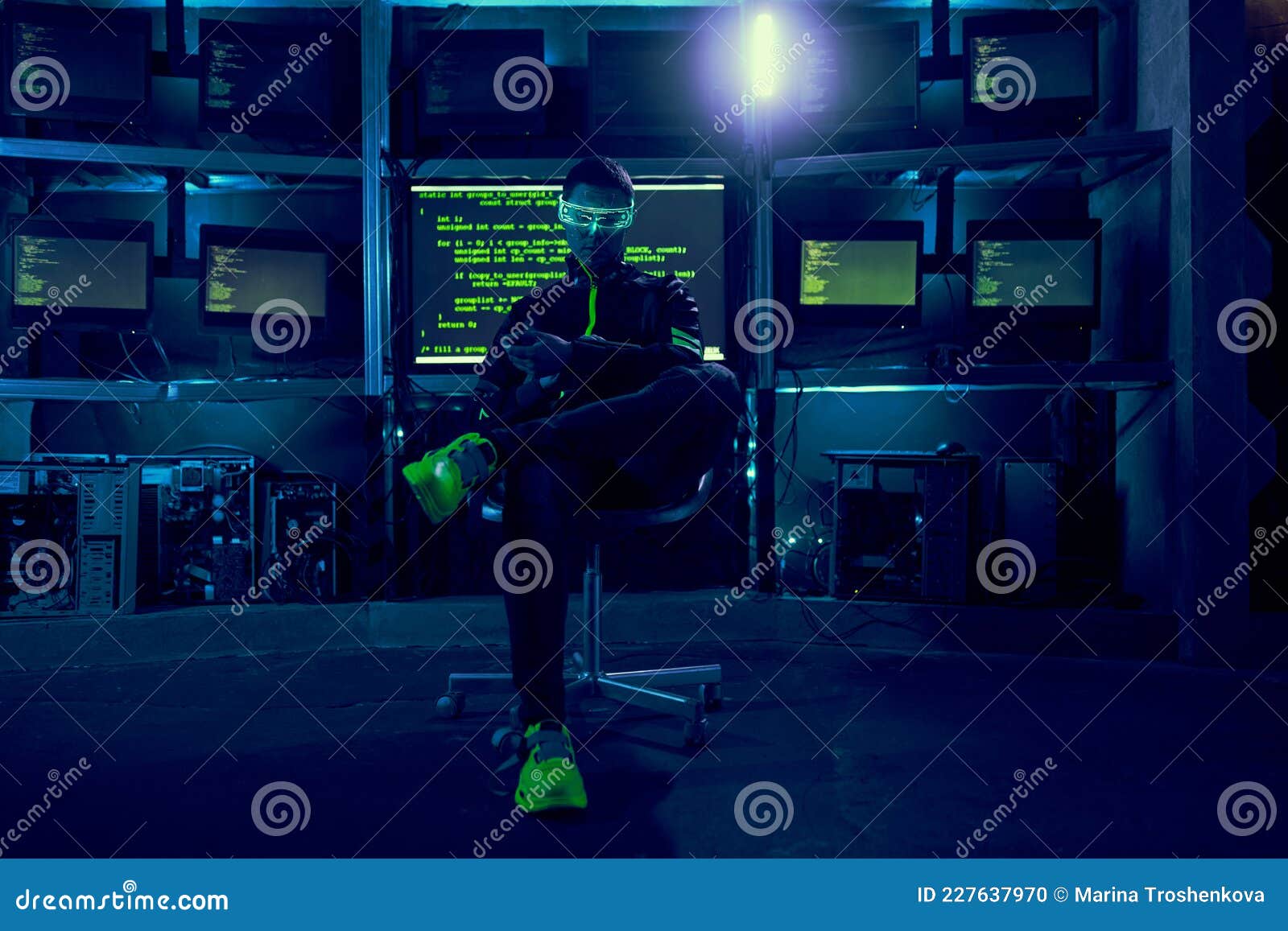 Cyber Hacker Breaks into Databases To Obtain Information Using a Computer. Stock Photo - Image ...