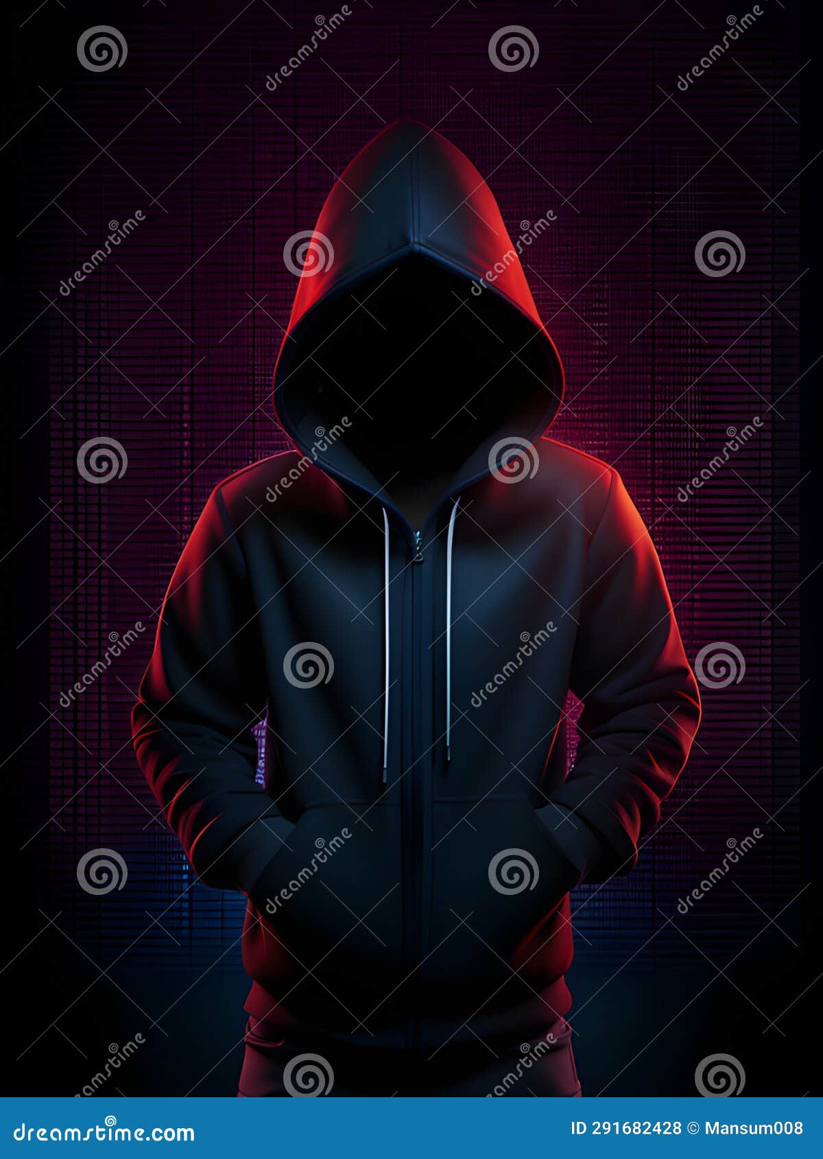 Cyber hacker with a hood stock illustration. Illustration of light ...