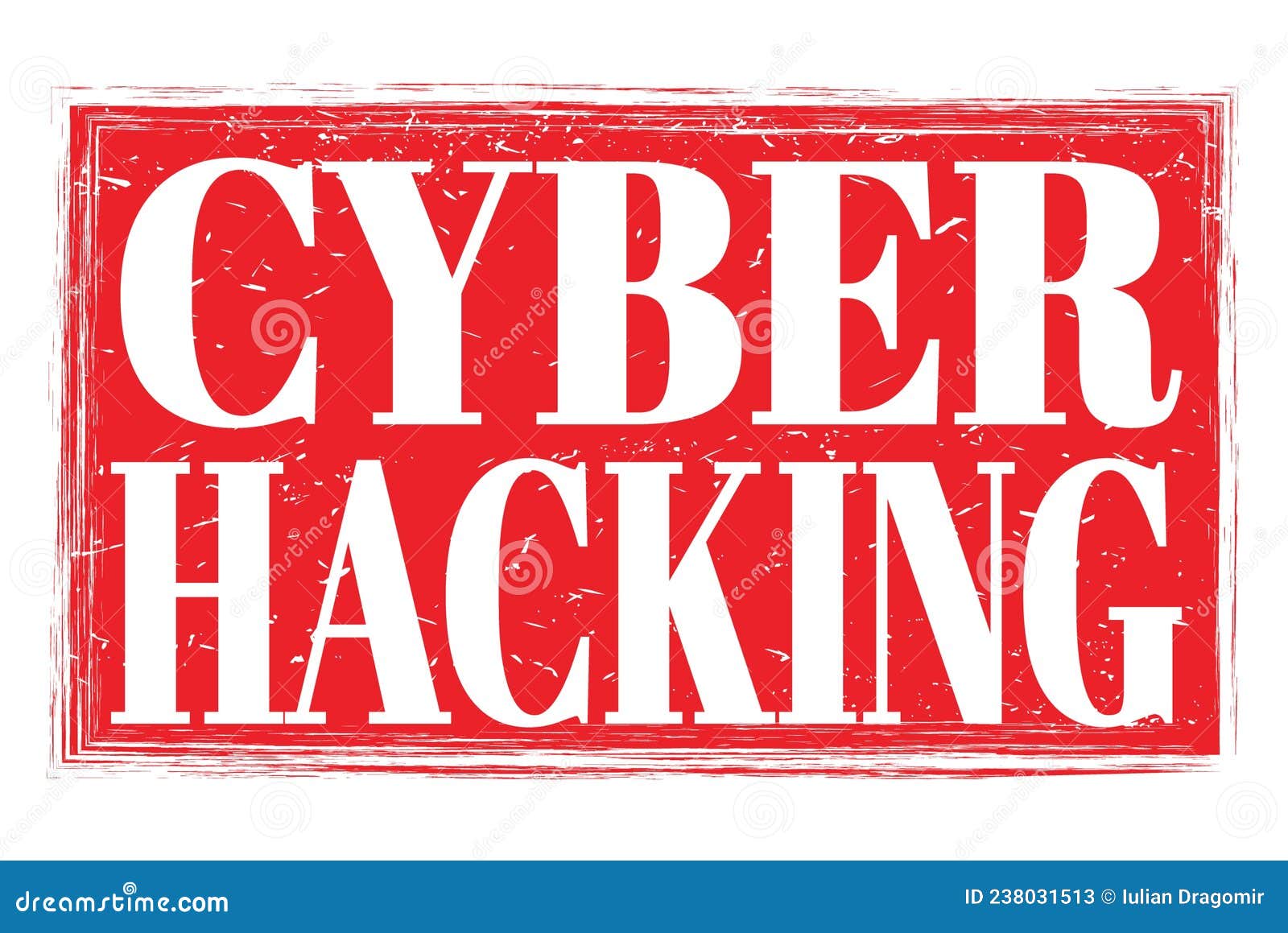 CYBER HACKING, Words on Red Grungy Stamp Sign Stock Illustration ...