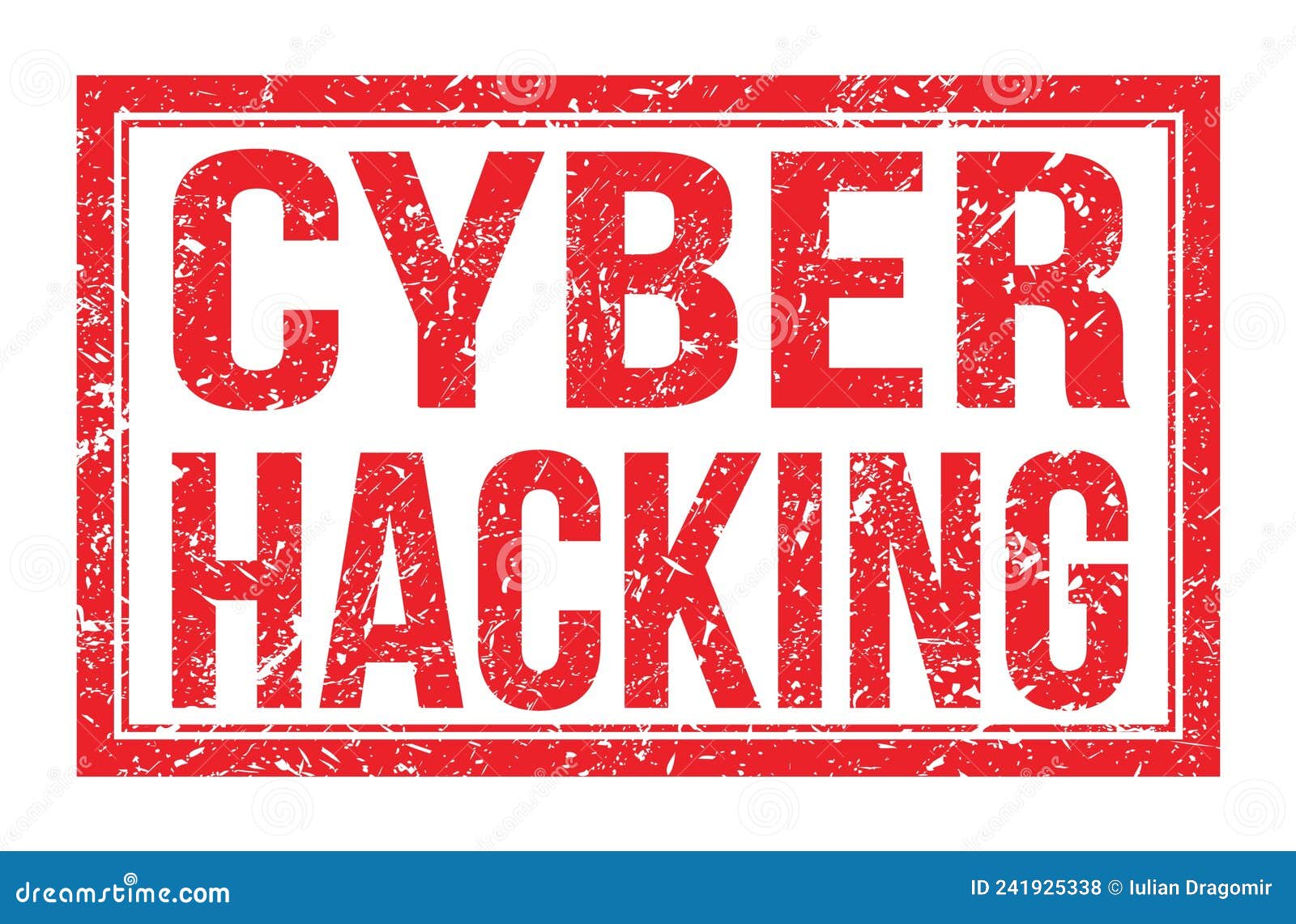 CYBER HACKING, Words on Red Rectangle Stamp Sign Stock Illustration ...