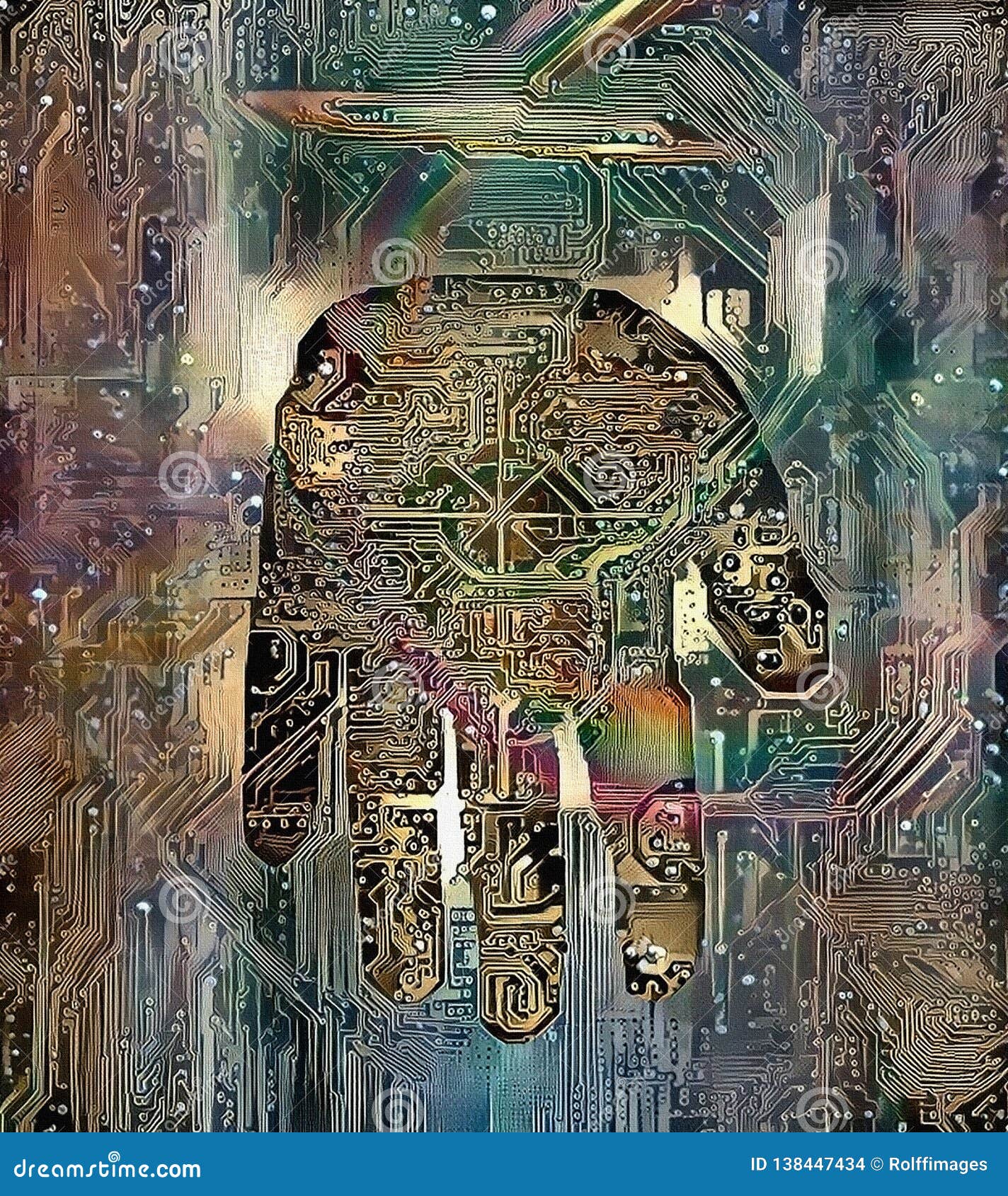 Cyber hand stock illustration. Illustration of finger - 138447434