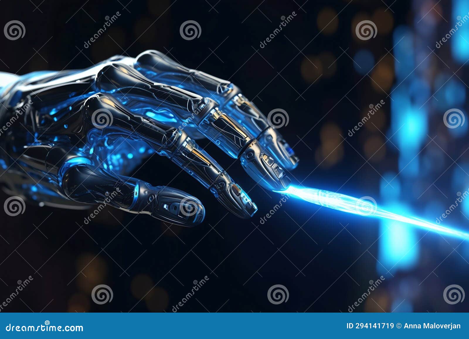Cyber Hand Touch Digital Interface. Future Concept Technology or Cyber ...