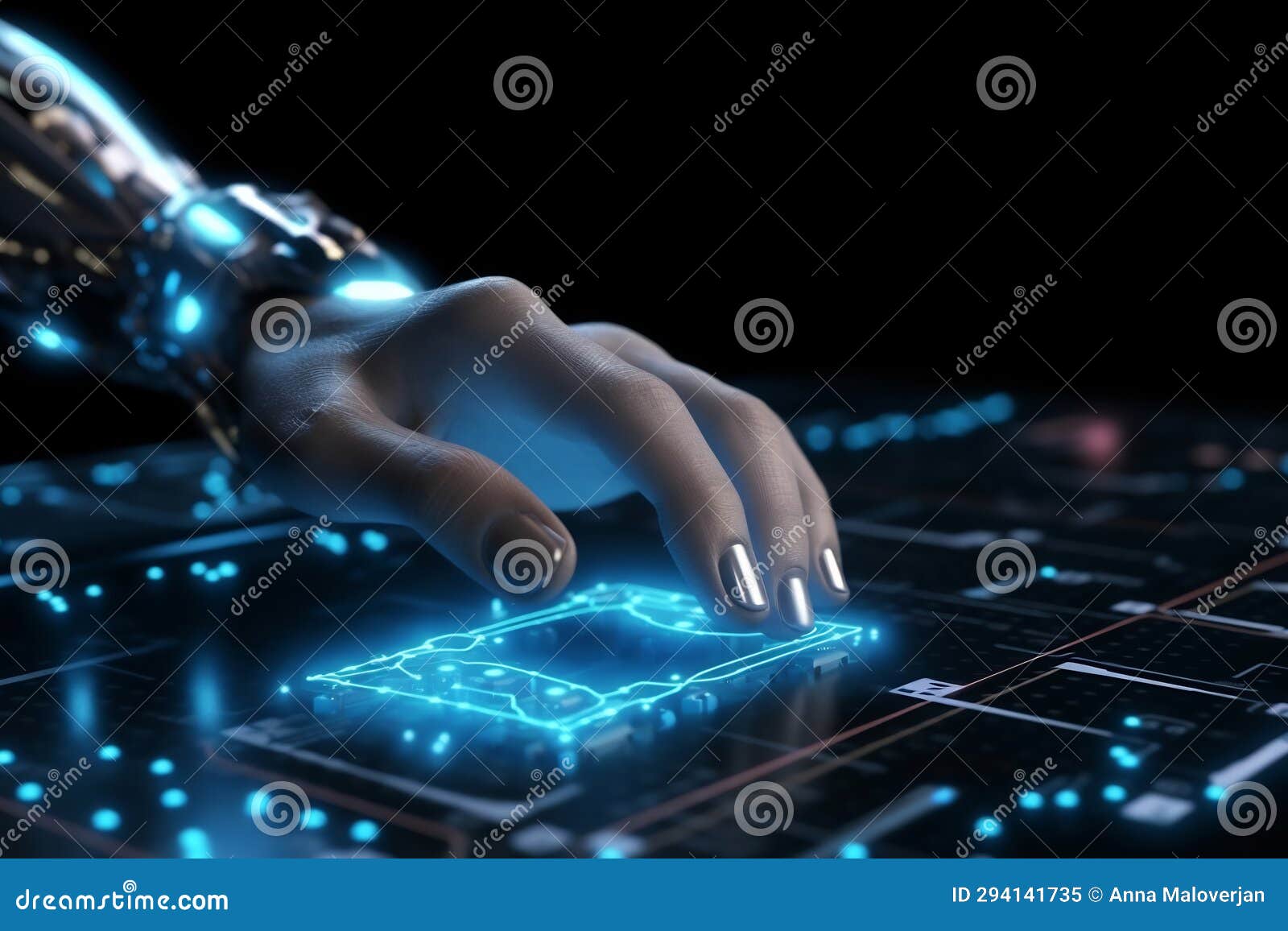 Cyber Hand Touch Digital Interface. Future Concept Technology or Cyber ...