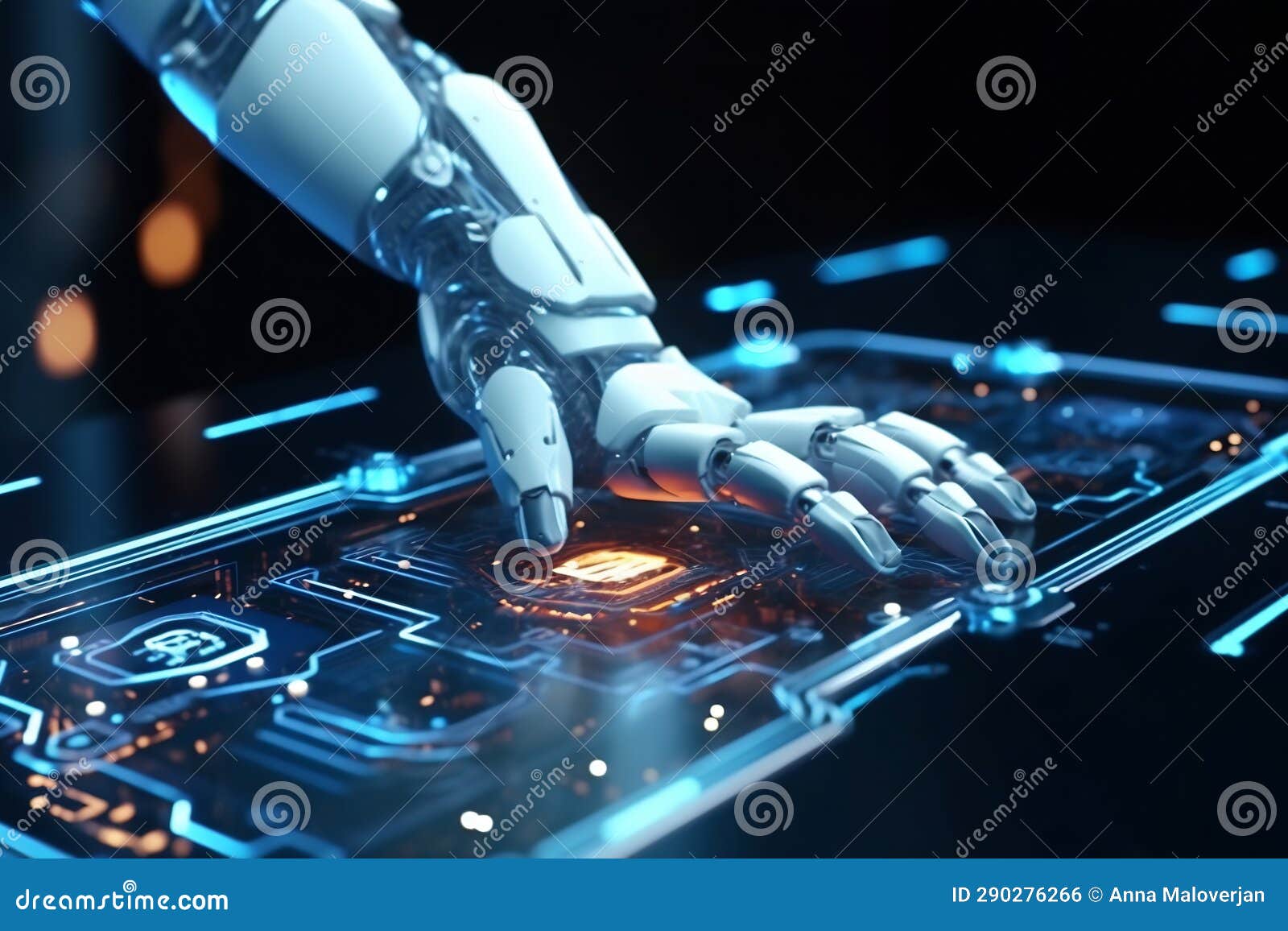 Cyber Hand Touch Digital Interface. Future Concept Technology or Cyber ...