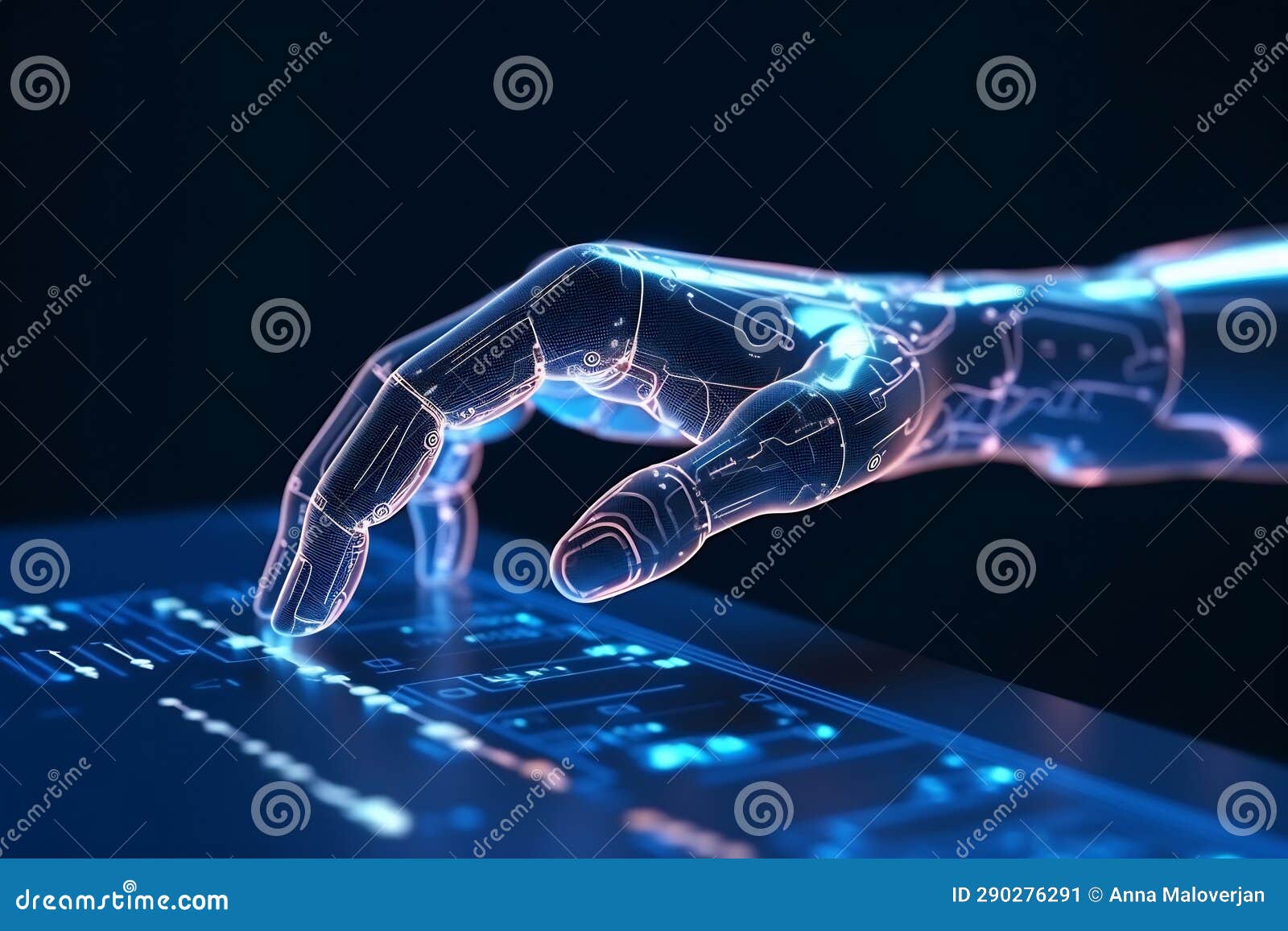 Cyber Hand Touch Digital Interface. Future Concept Technology or Cyber ...