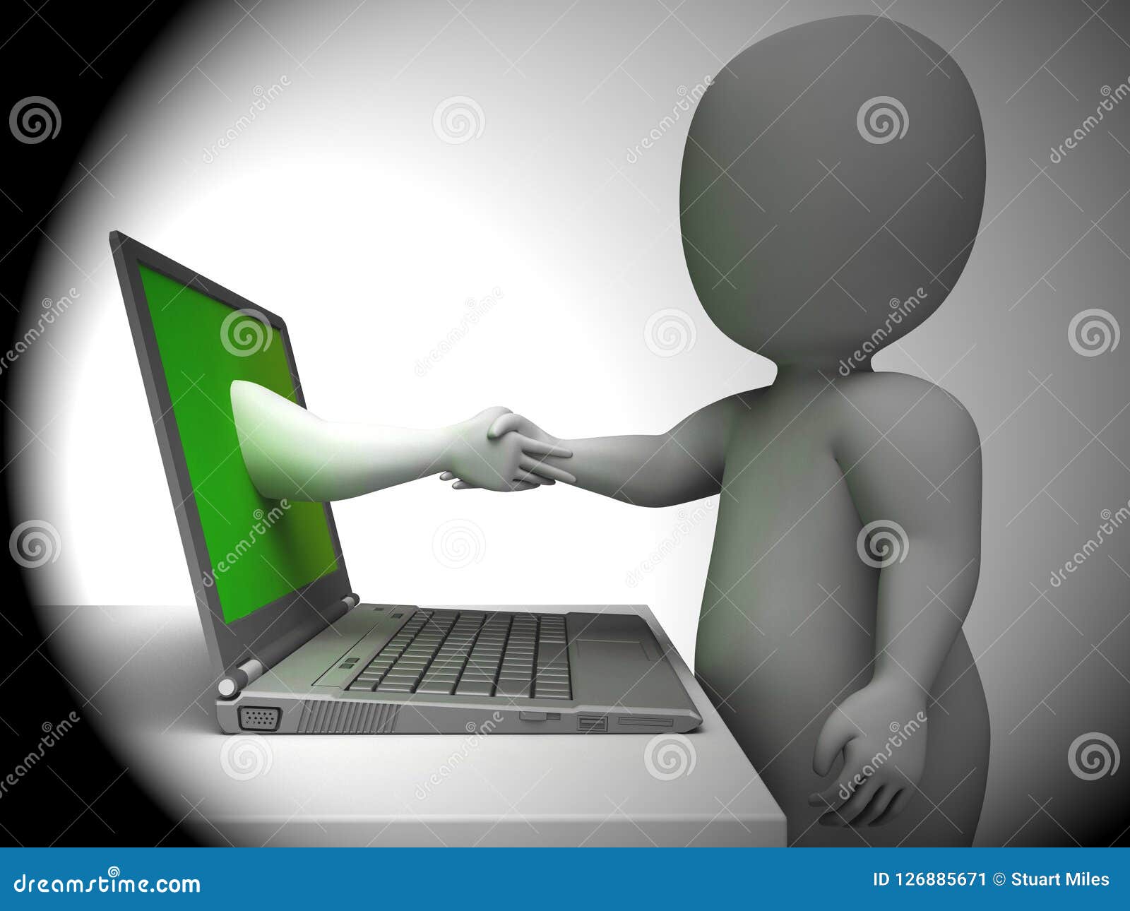 Cyber Handshake Virtual Interaction Sync 3d Rendering Stock ...