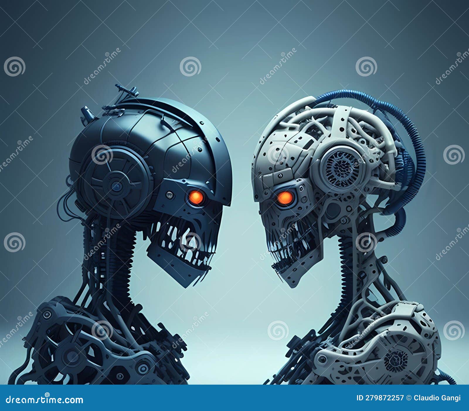 Cyber Head Colorful Brain with Wire and Cable Stock Illustration ...