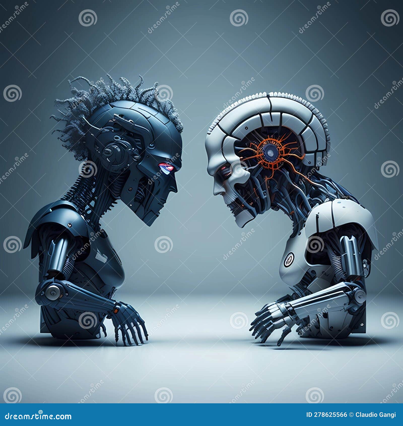 Cyber Head Colorful Brain with Wire and Cable Stock Illustration ...