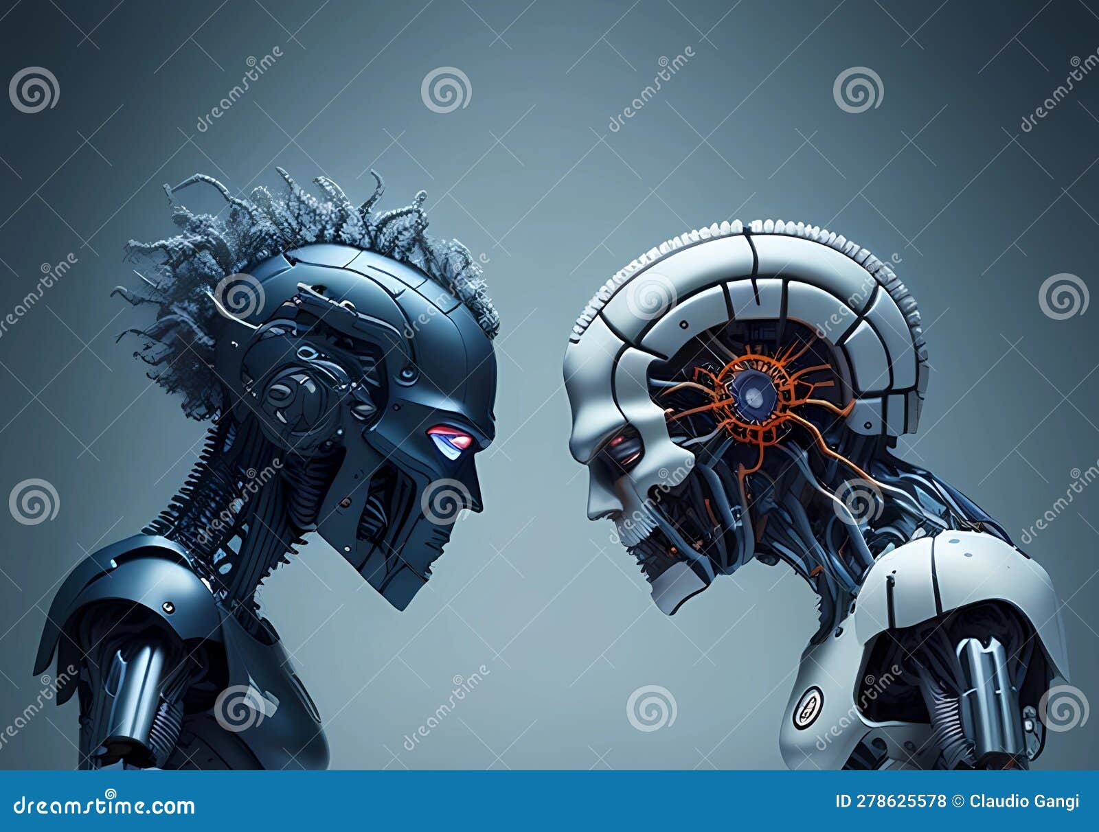 Cyber Head Colorful Brain with Wire and Cable Stock Illustration ...