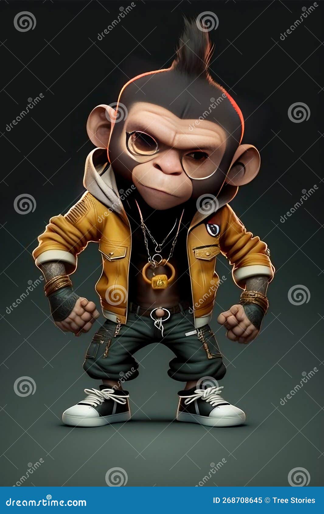Cyber Hiphop Monkey stock illustration. Illustration of costume - 268708645