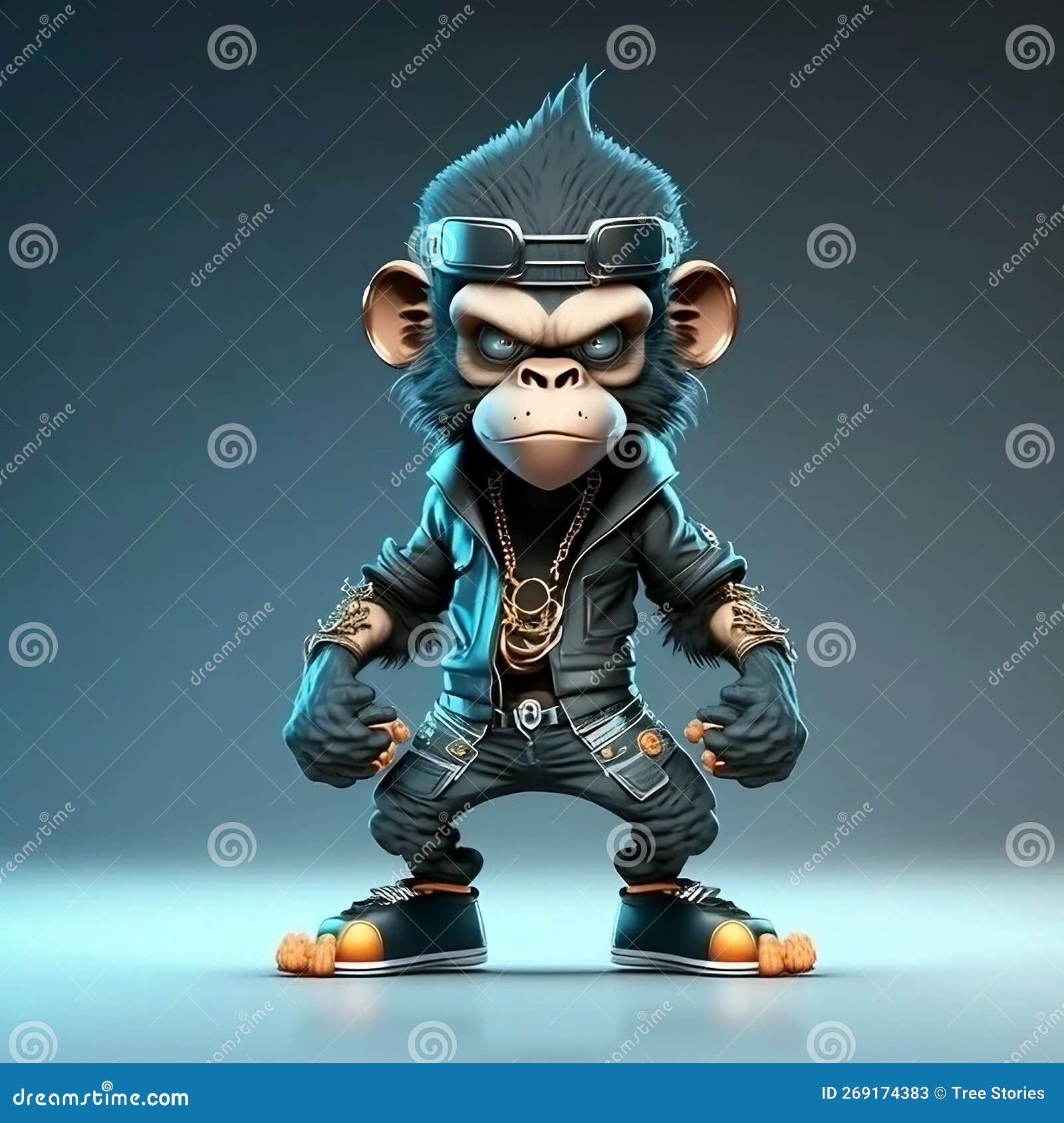 Cyber Hiphop Monkey stock illustration. Illustration of comics - 269174383