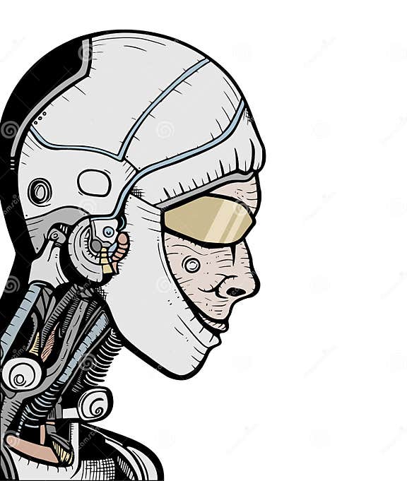 Cyber human head draw stock vector. Illustration of machine - 325984790