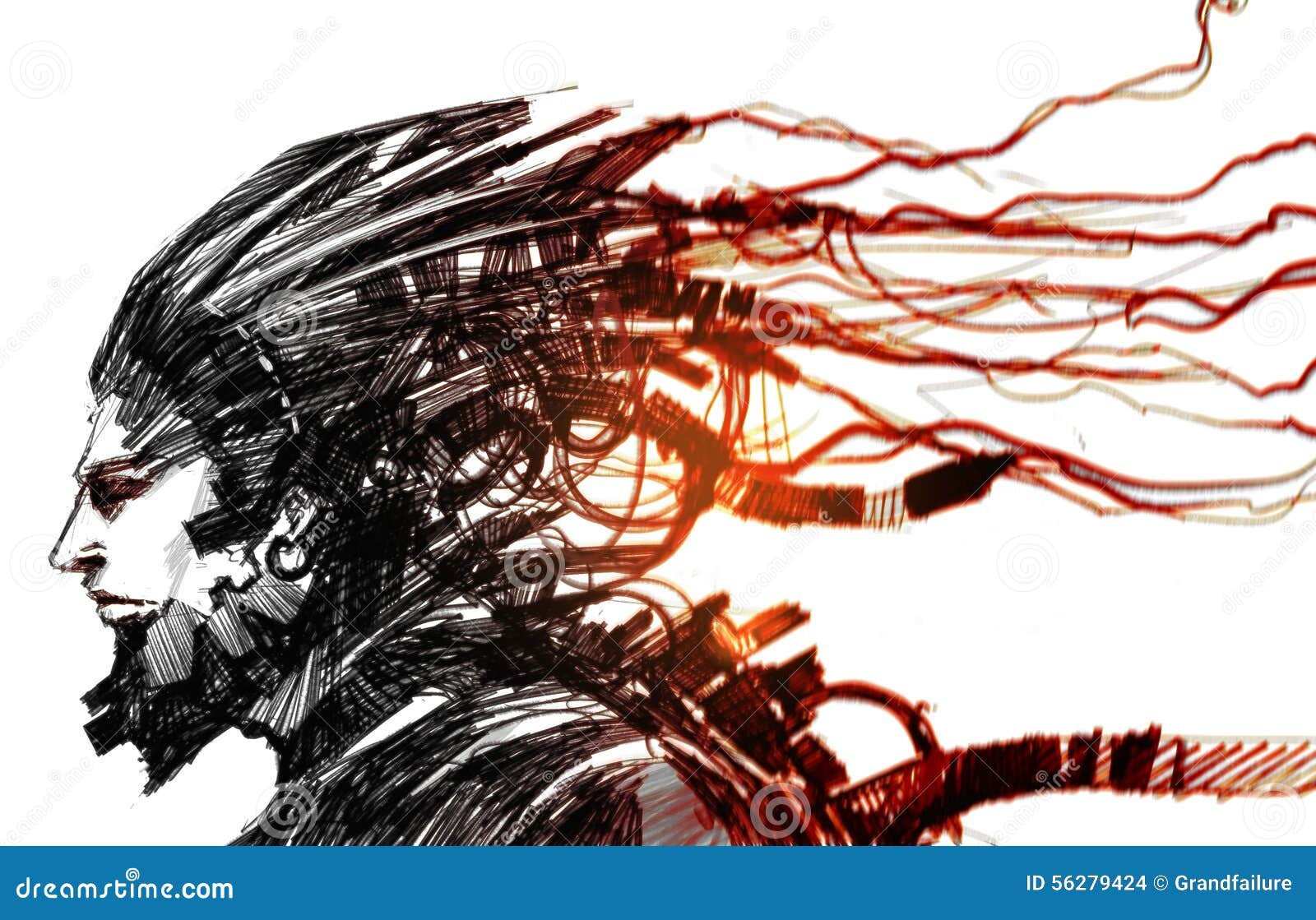 Cyber human stock illustration. Illustration of background - 56279424