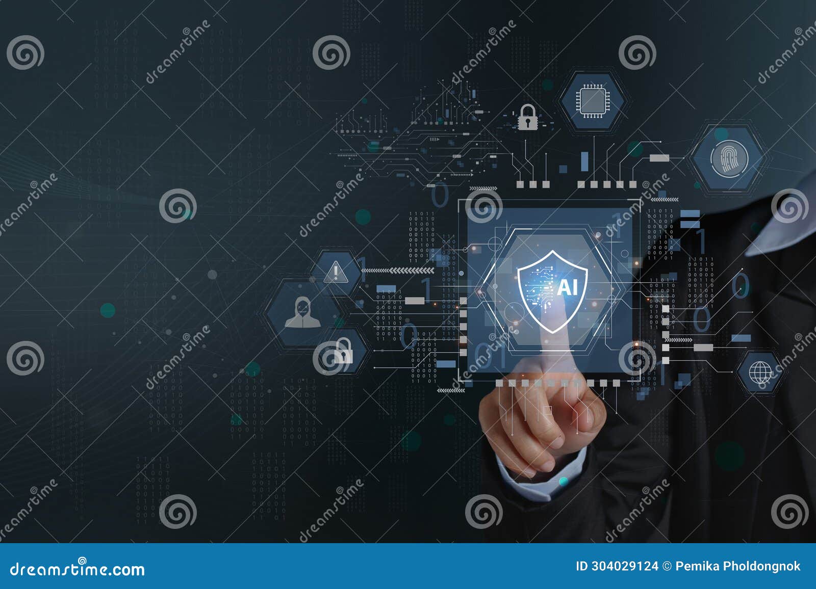 Cyber and Internet Security Concept, Corporate Data Protection, User Privacy Using AI Technology ...