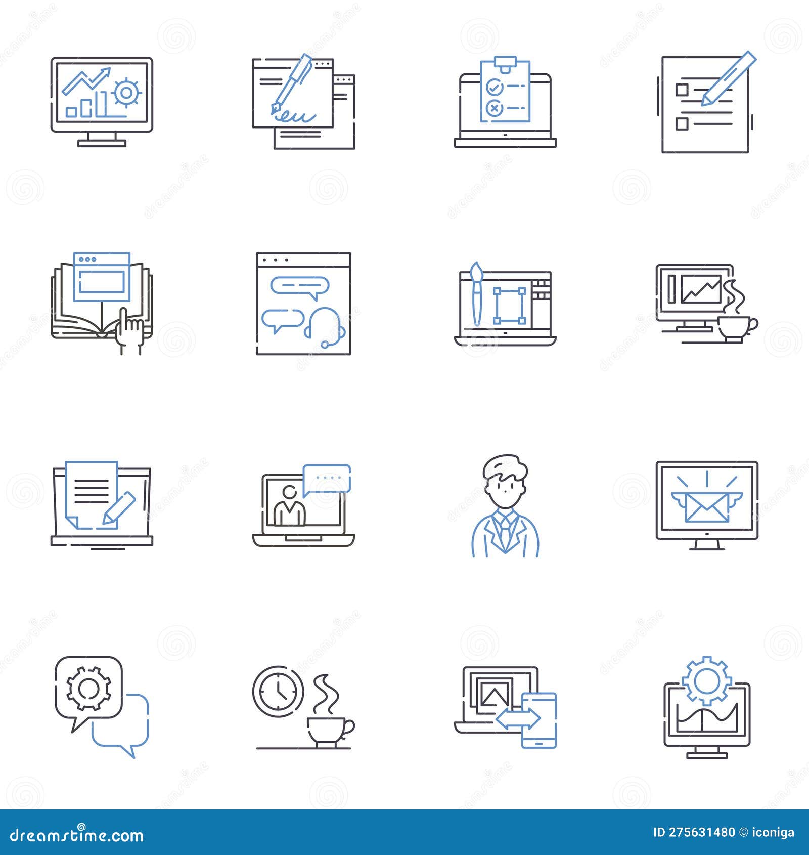 Cyber Labor Line Icons Collection. Digitalization, Automation ...