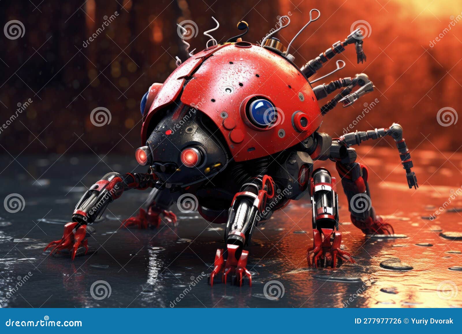 Cyber Ladybug, Cyberpunk Style 3d Illustration Stock Illustration ...