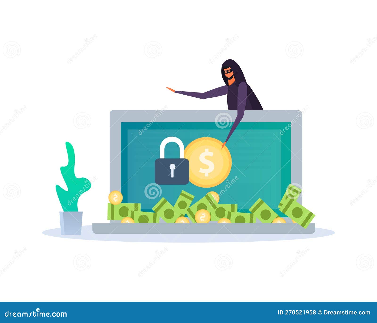 Cyber Laptop Theft Composition Stock Vector - Illustration of danger ...