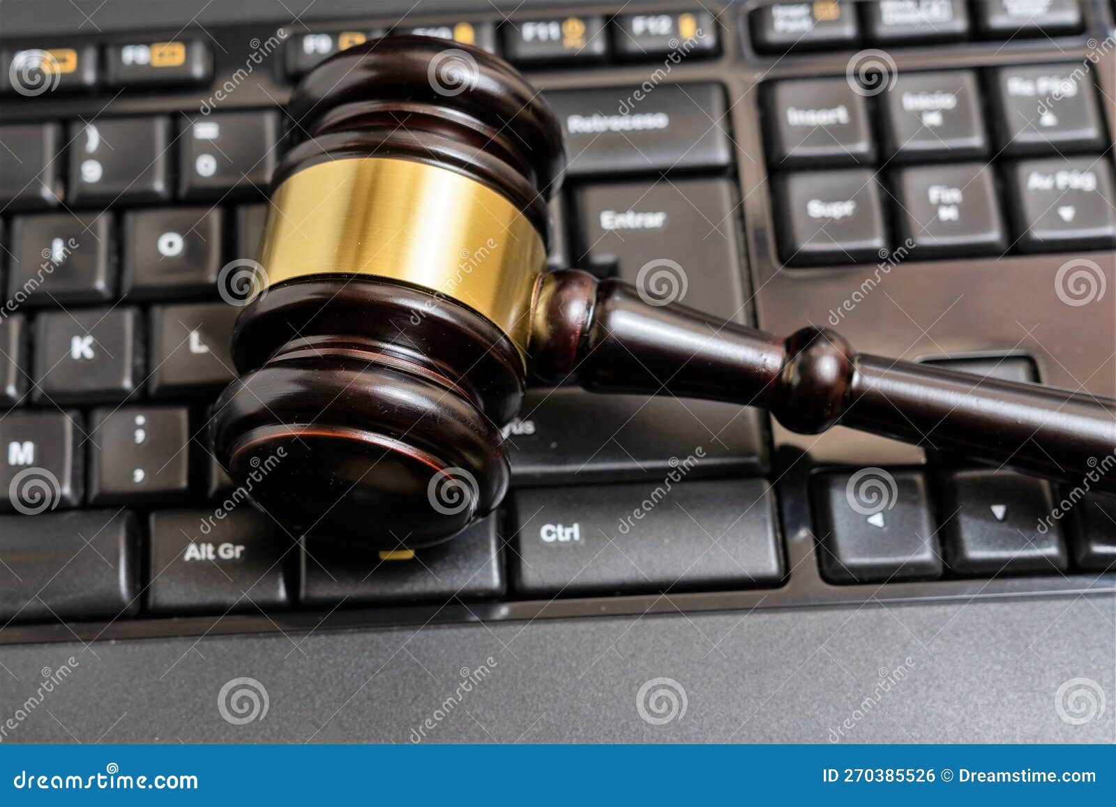 Cyber Law or Justice Concept, Judge Gavel on Computer Keyboard Stock ...